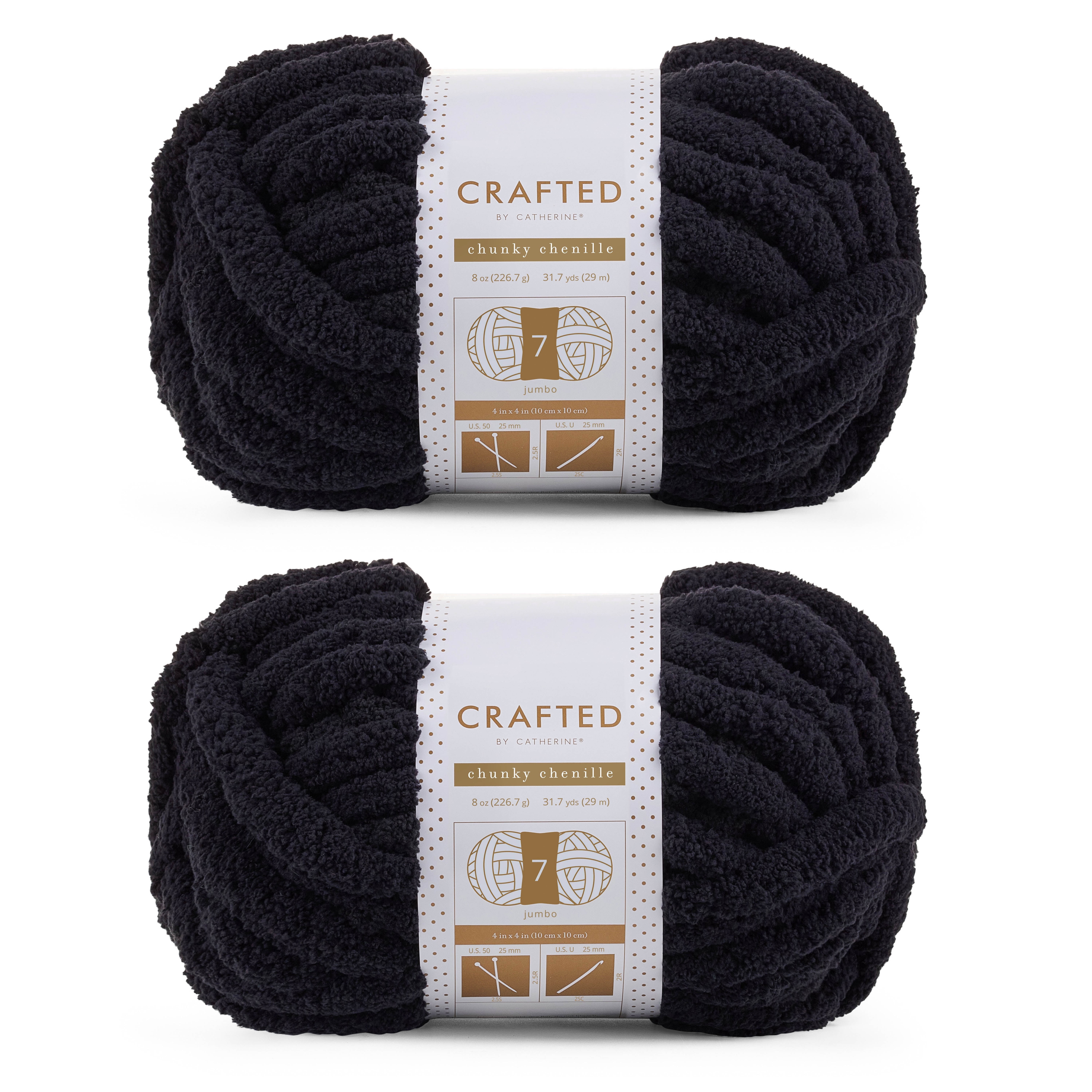 Crafted By Catherine Chunky Chenille Yarn - 2 Pack (8oz / 227g, 31.7 ...