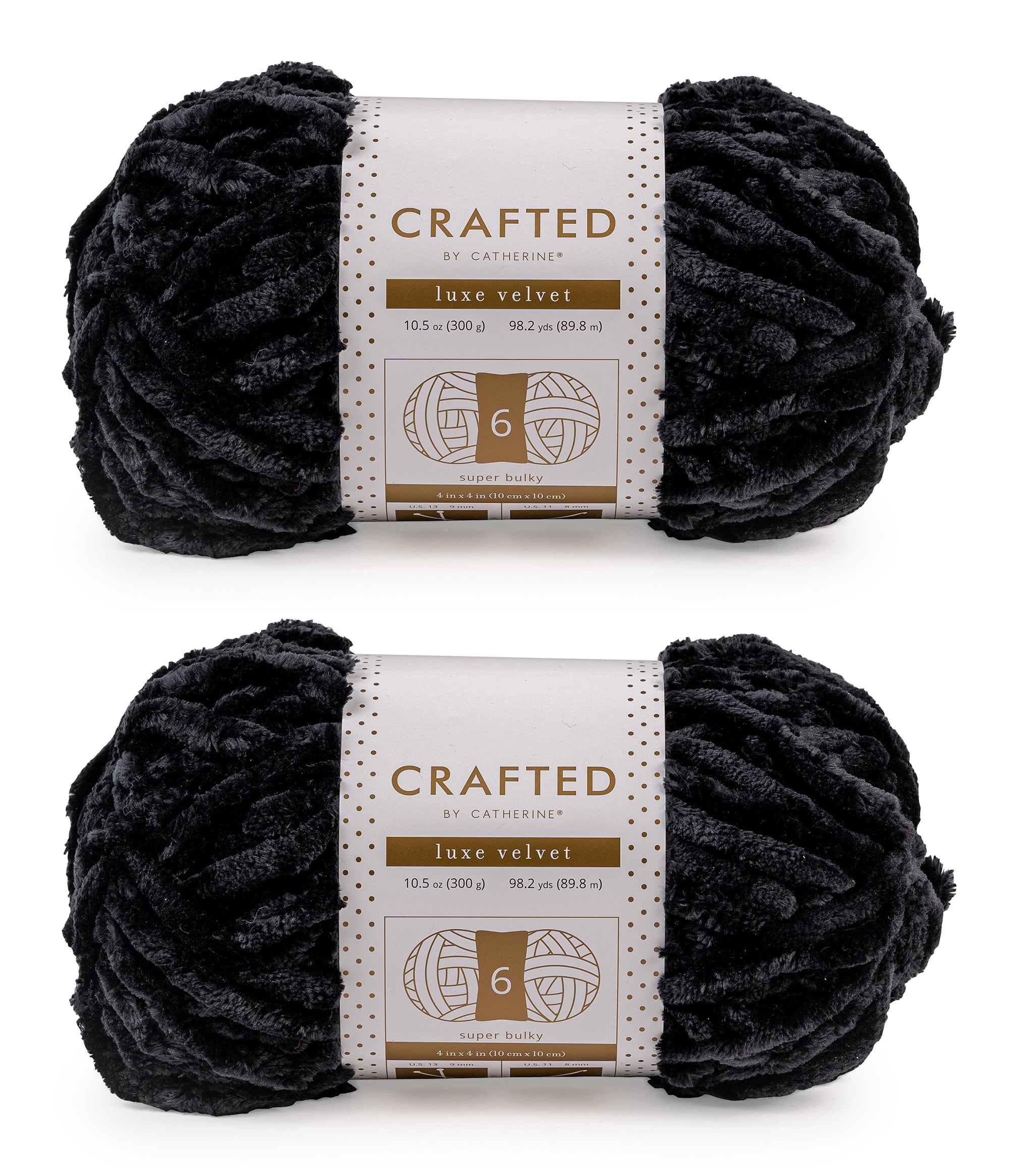 Crafted by Catherine Black Luxe Velvet Super Bulky Yarn, 98 yards, 10 ...