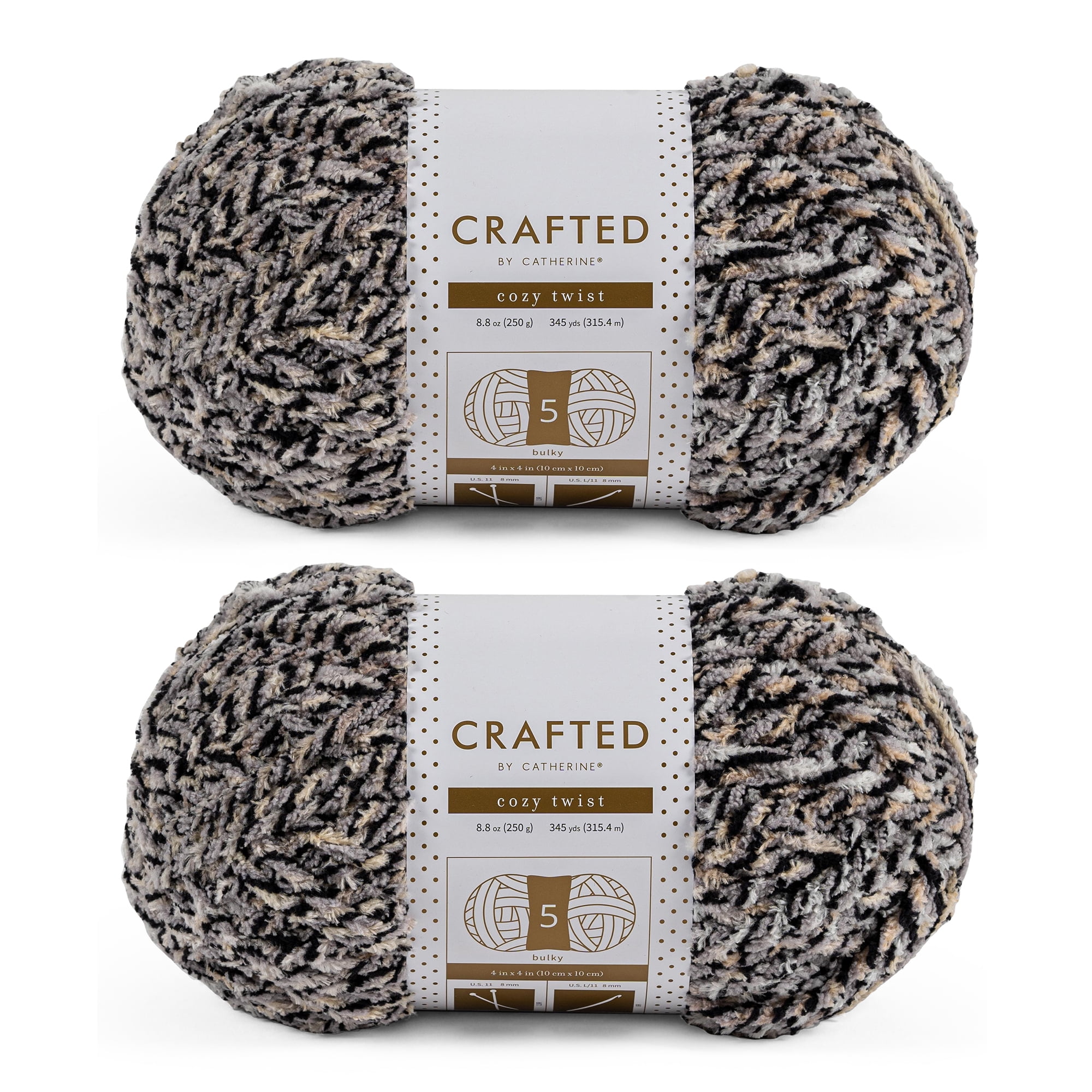 Crafted by Catherine Black Multi Cozy Twist Bulky Yarn, 345 yards, 8.8 ...