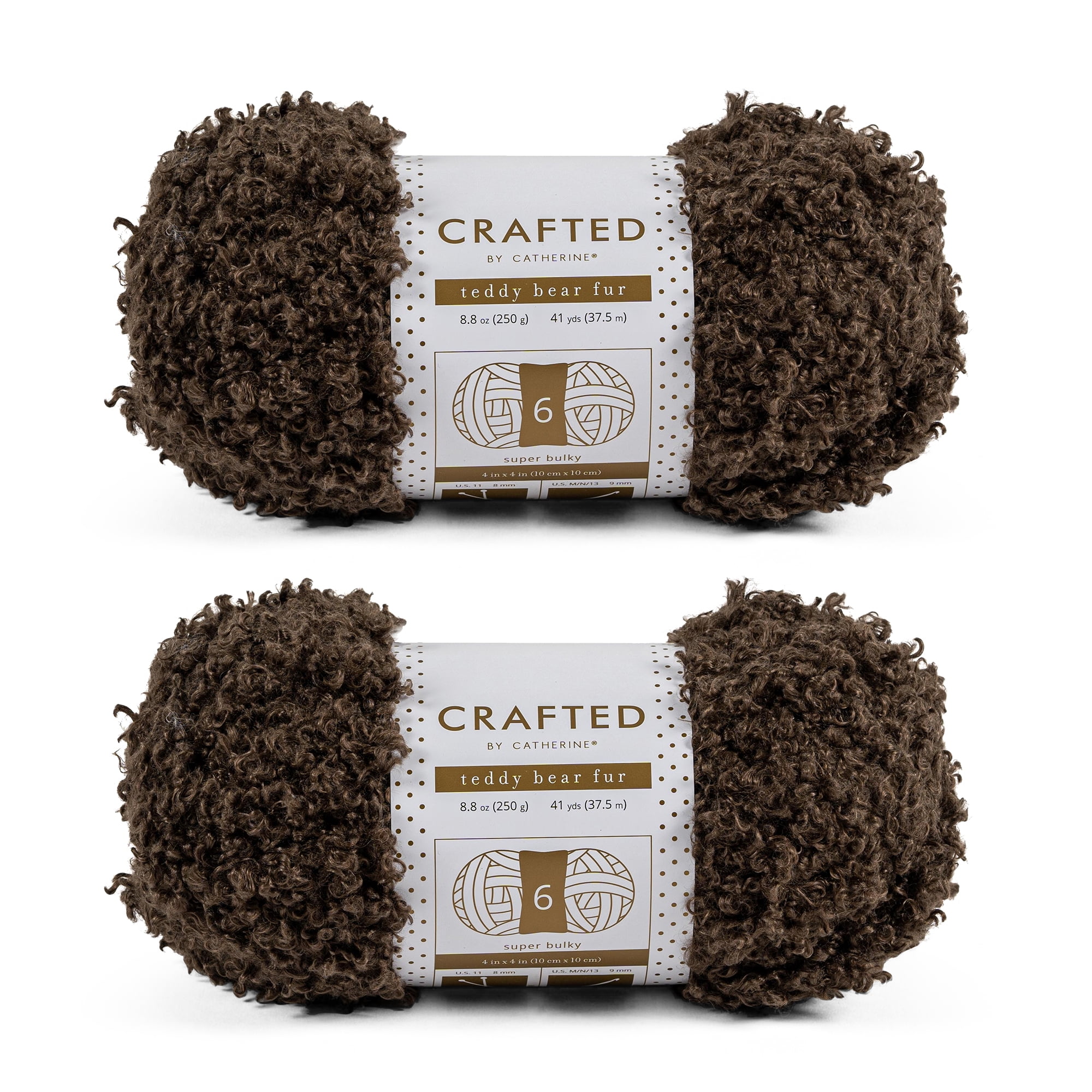 Crafted by Catherine Brown Teddy Bear Faux Fur Super Bulky Yarn, 41 ...