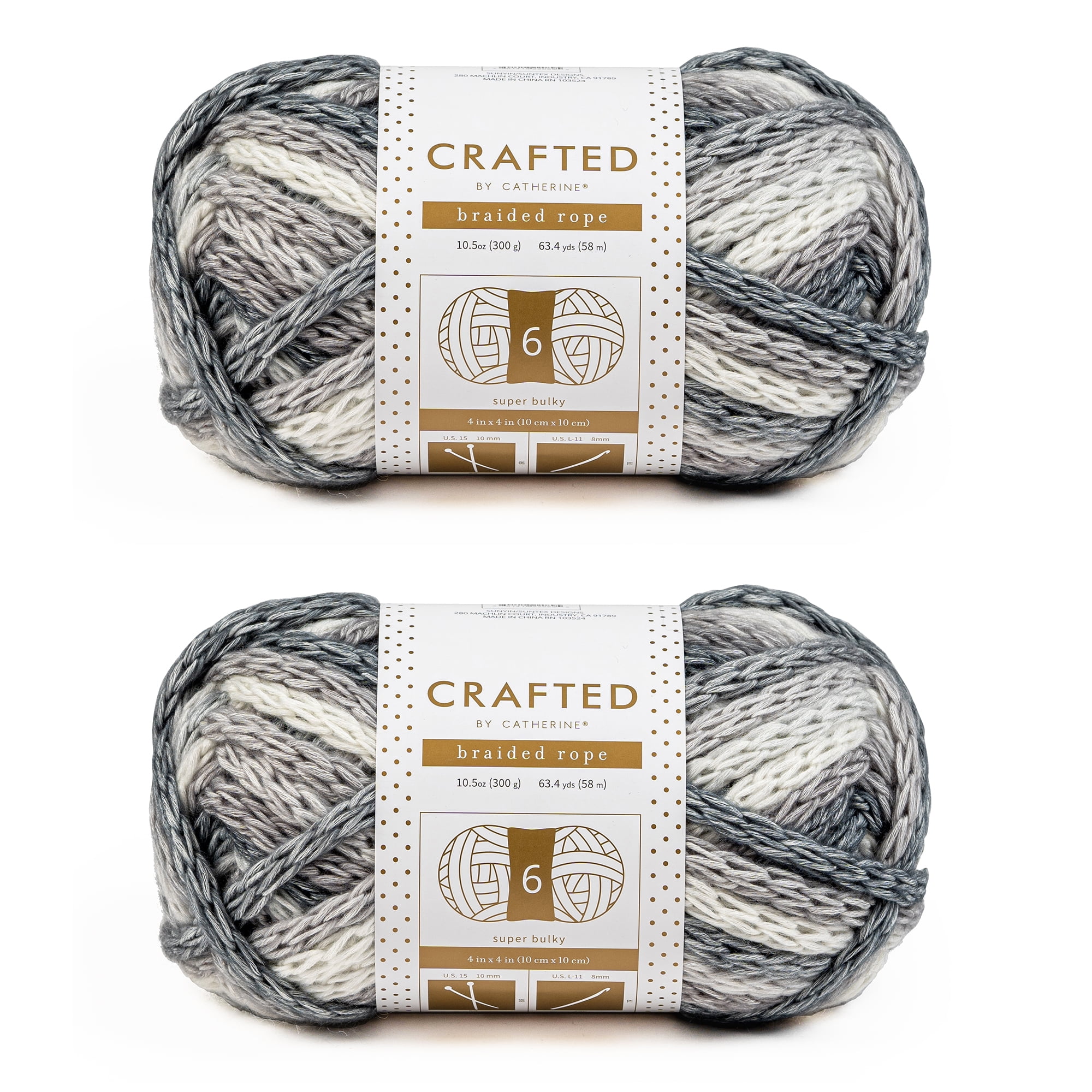 Crafted by Catherine Charcoal Braided Rope Super Bulky Yarn, 63 yards ...
