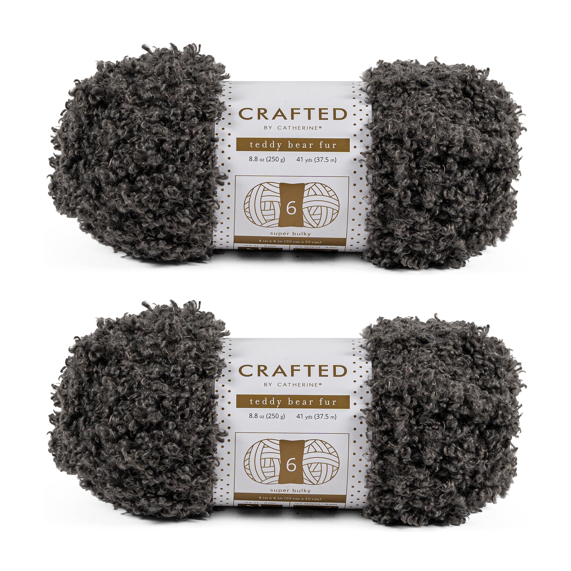 Crafted by Catherine Charcoal Teddy Bear Faux Fur Super Bulky Yarn, 41 ...