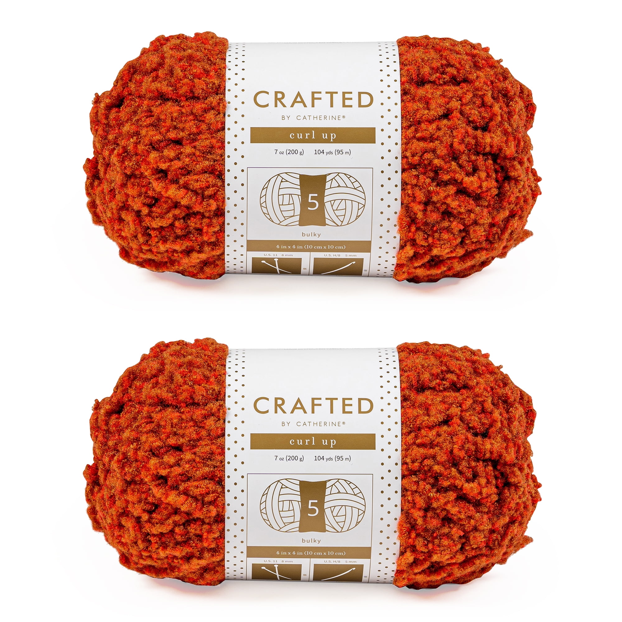 Crafted by Catherine Cinnamon Curl Up Super Bulky Yarn, 104 yards, 7oz/200g (2 Pack) - Walmart.com