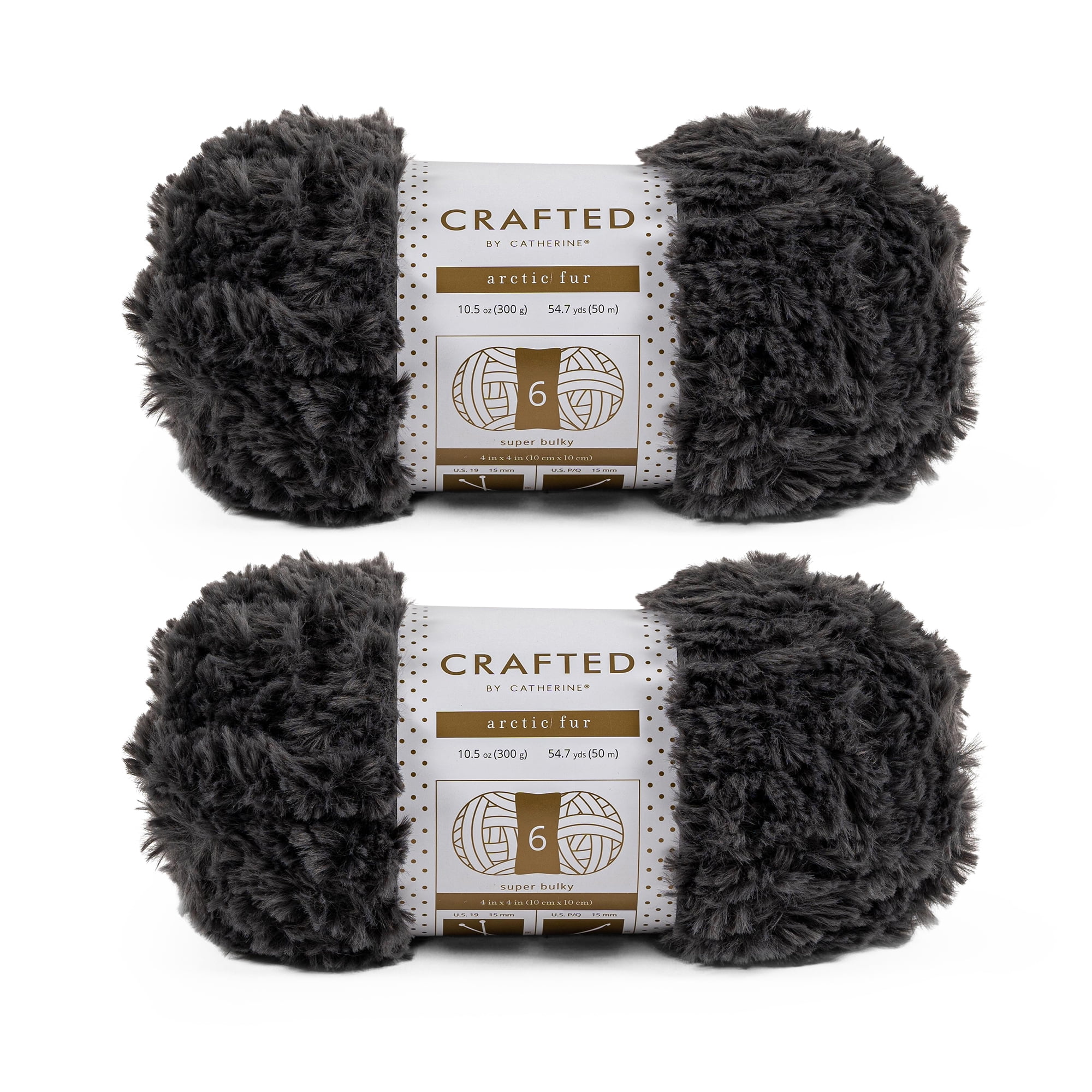 Crafted by Catherine Dark Grey Arctic Faux Fur Super Bulky Yarn, 54 ...