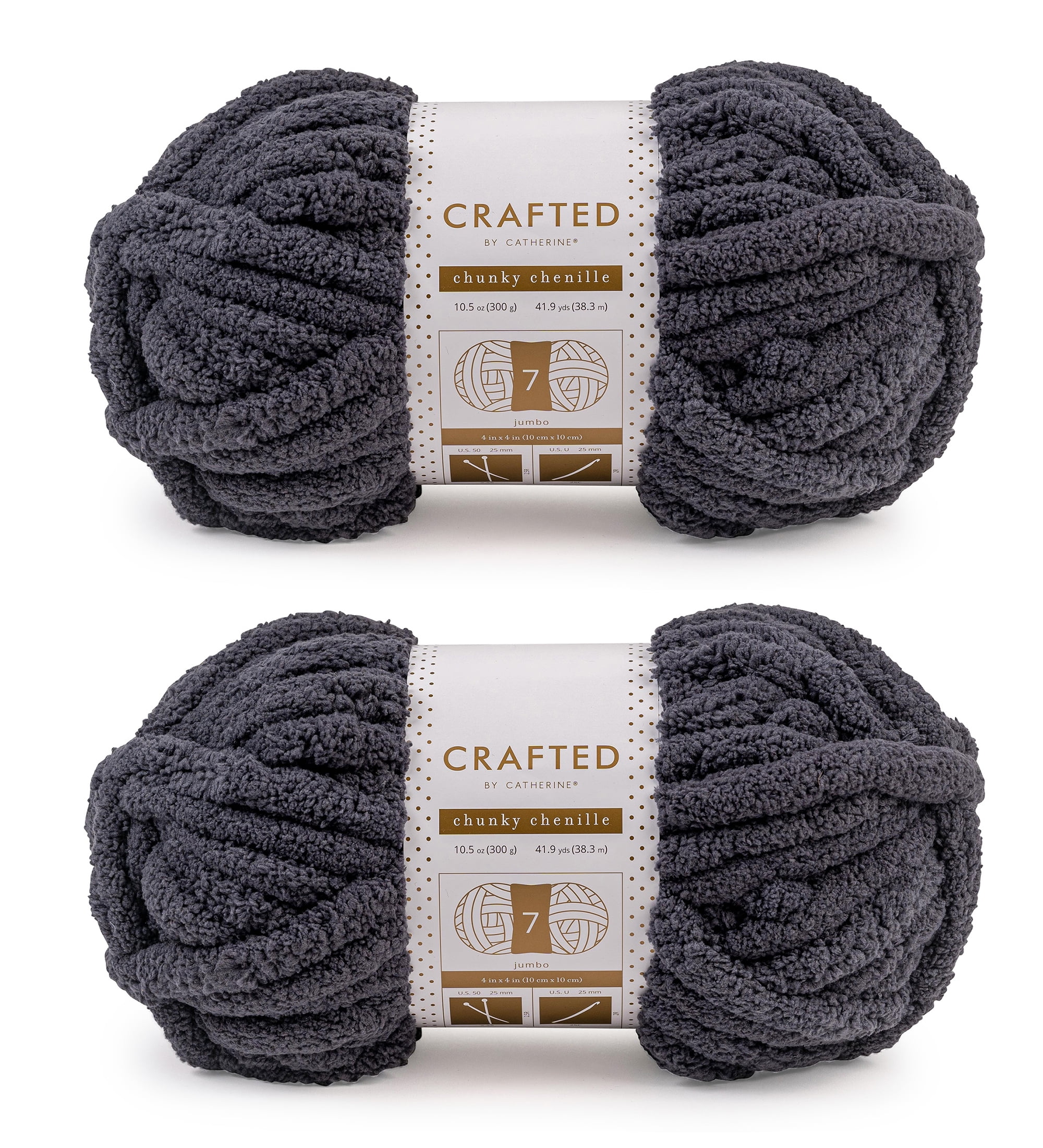 Crafted by Catherine Dark Grey Chunky Chenille Jumbo Yarn, 41 yards, 10 ...