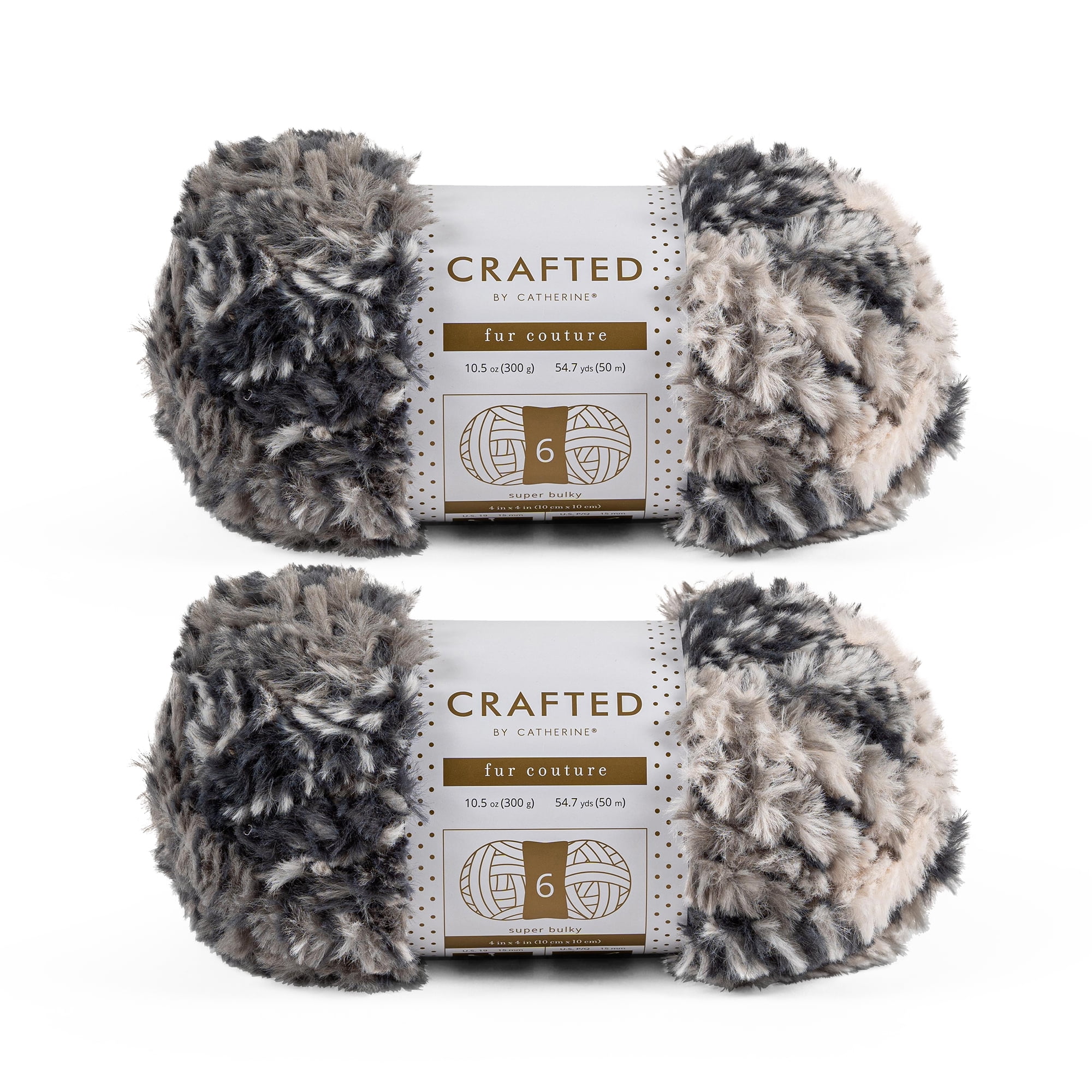 Crafted by Catherine Dark Grey Faux Fur Couture Super Bulky Yarn, 54 ...