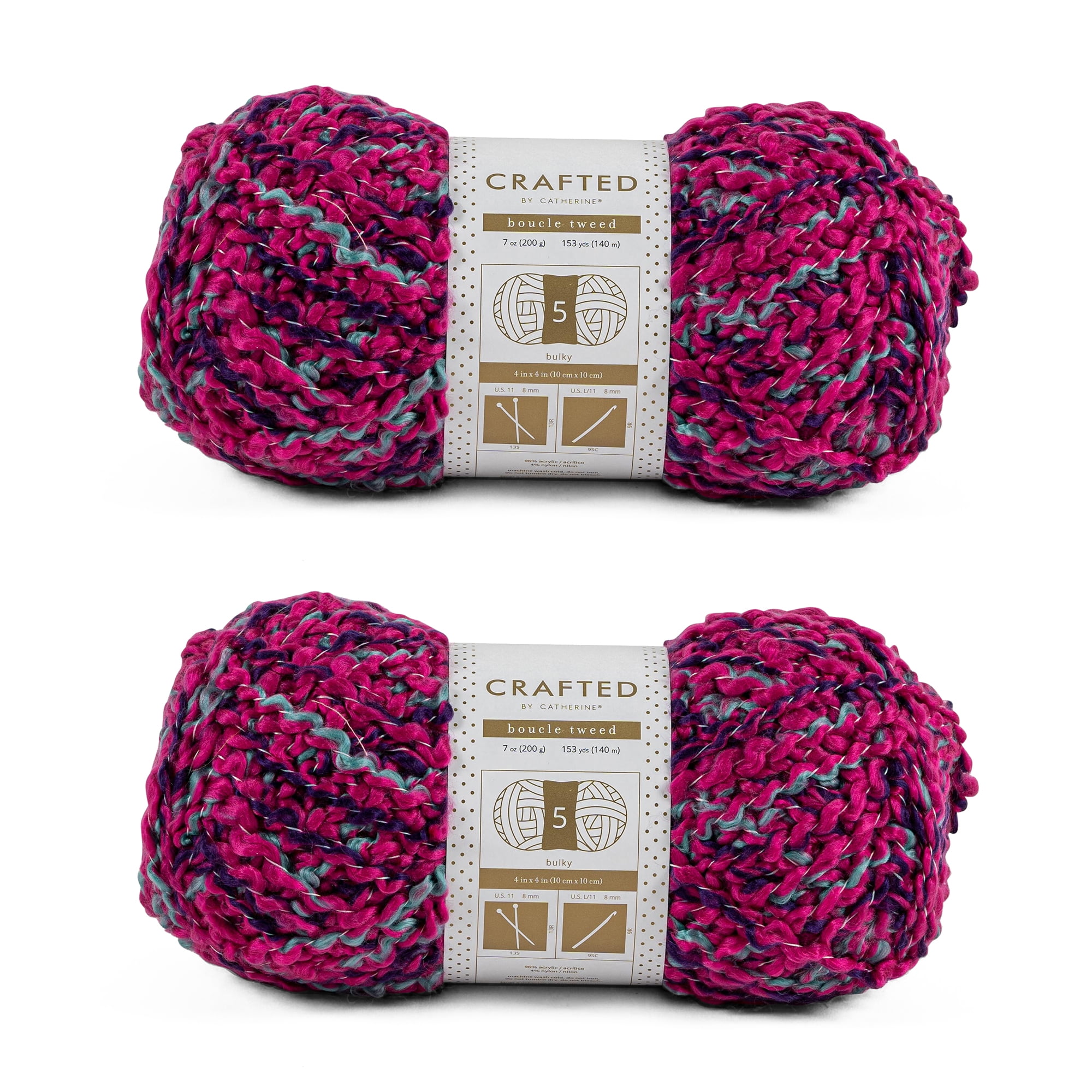 Crafted by Catherine Fuchsia Boucle Tweed Bulky Yarn, 153 yards, 7oz ...
