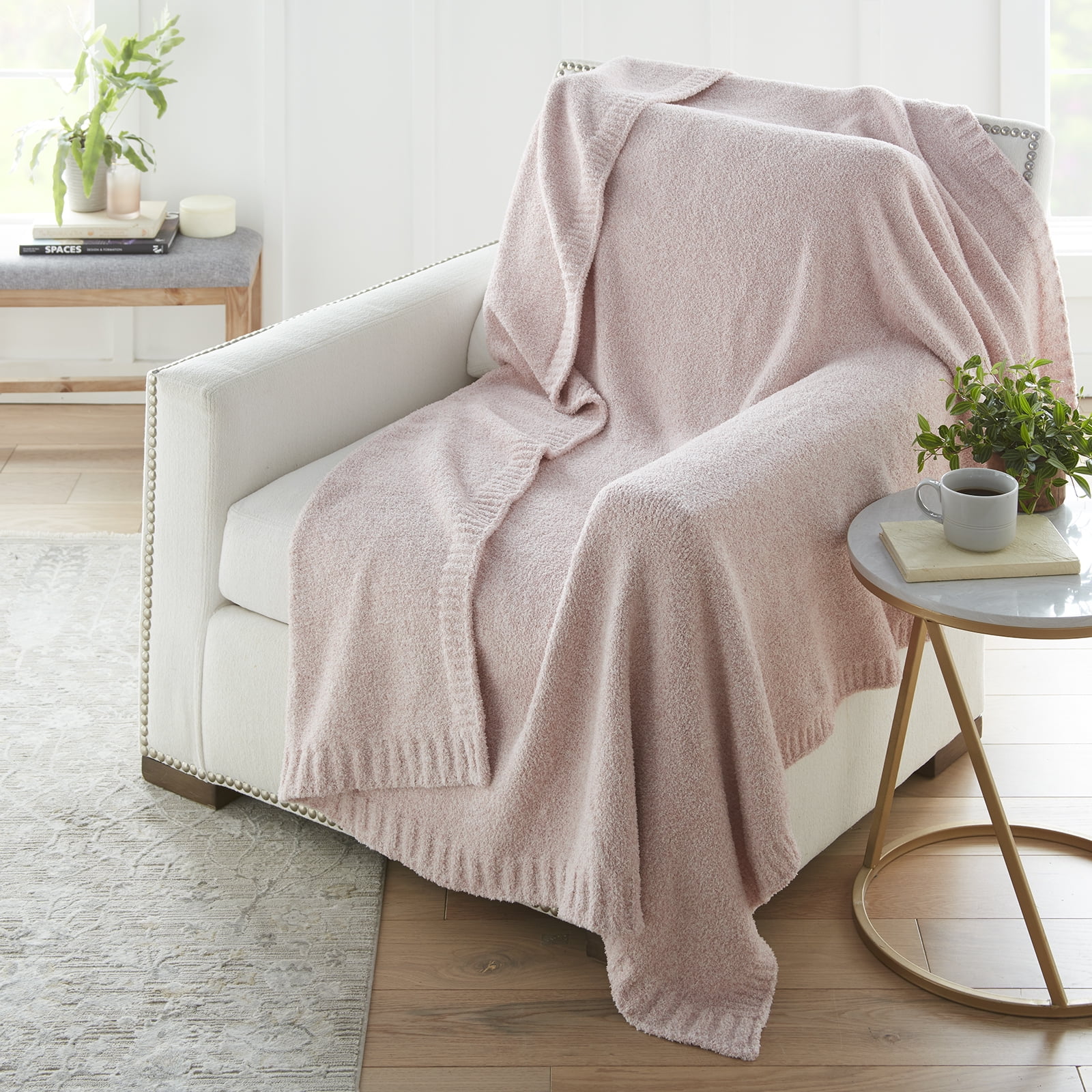 Crafted by Catherine Heathered Cozy Knit Throw Blanket 60" x 70" Inches ...