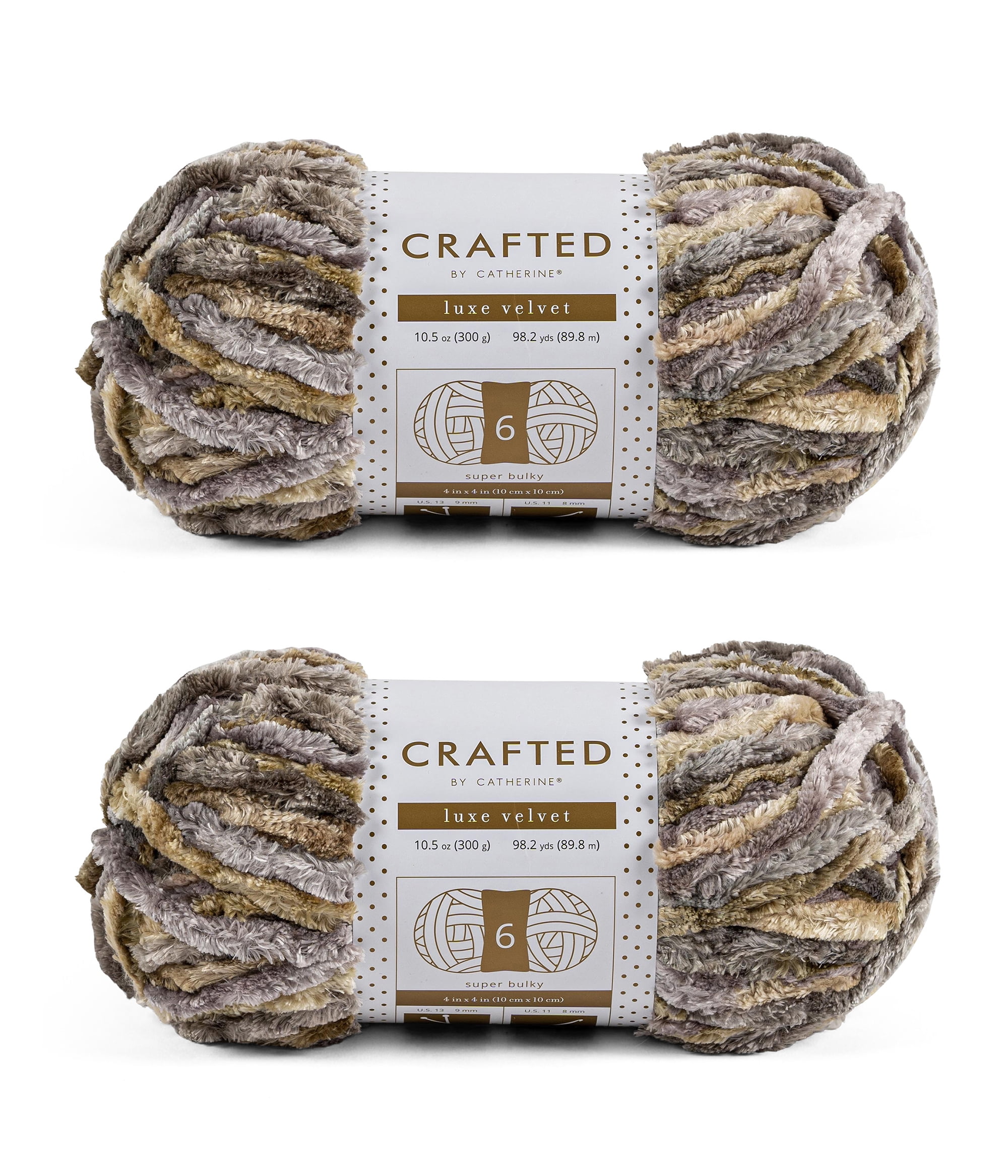 Crafted by Catherine Khaki Multi Luxe Velvet Super Bulky Yarn, 98 yards ...