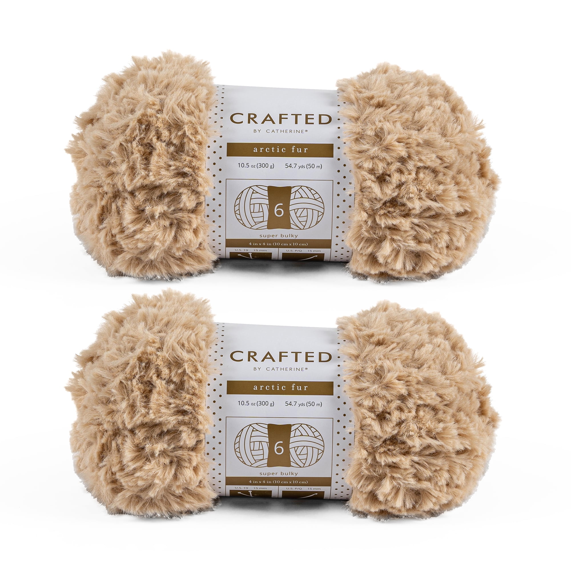 Crafted by Catherine Light Brown Arctic Faux Fur Super Bulky Yarn, 54 ...