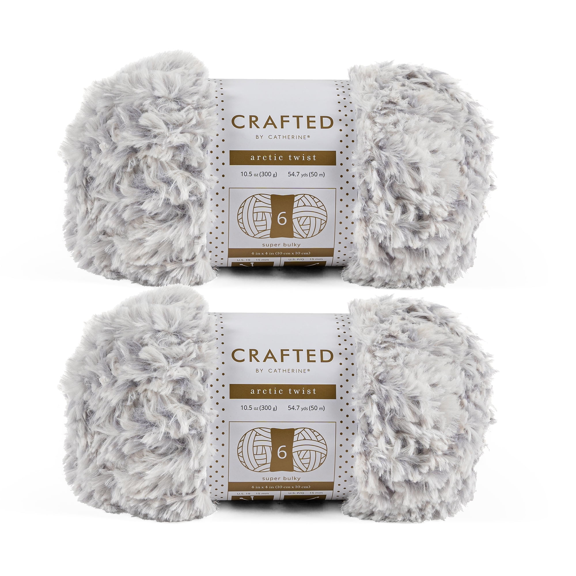 Crafted by Catherine Light Grey Arctic Twist Faux Fur Super Bulky Yarn ...