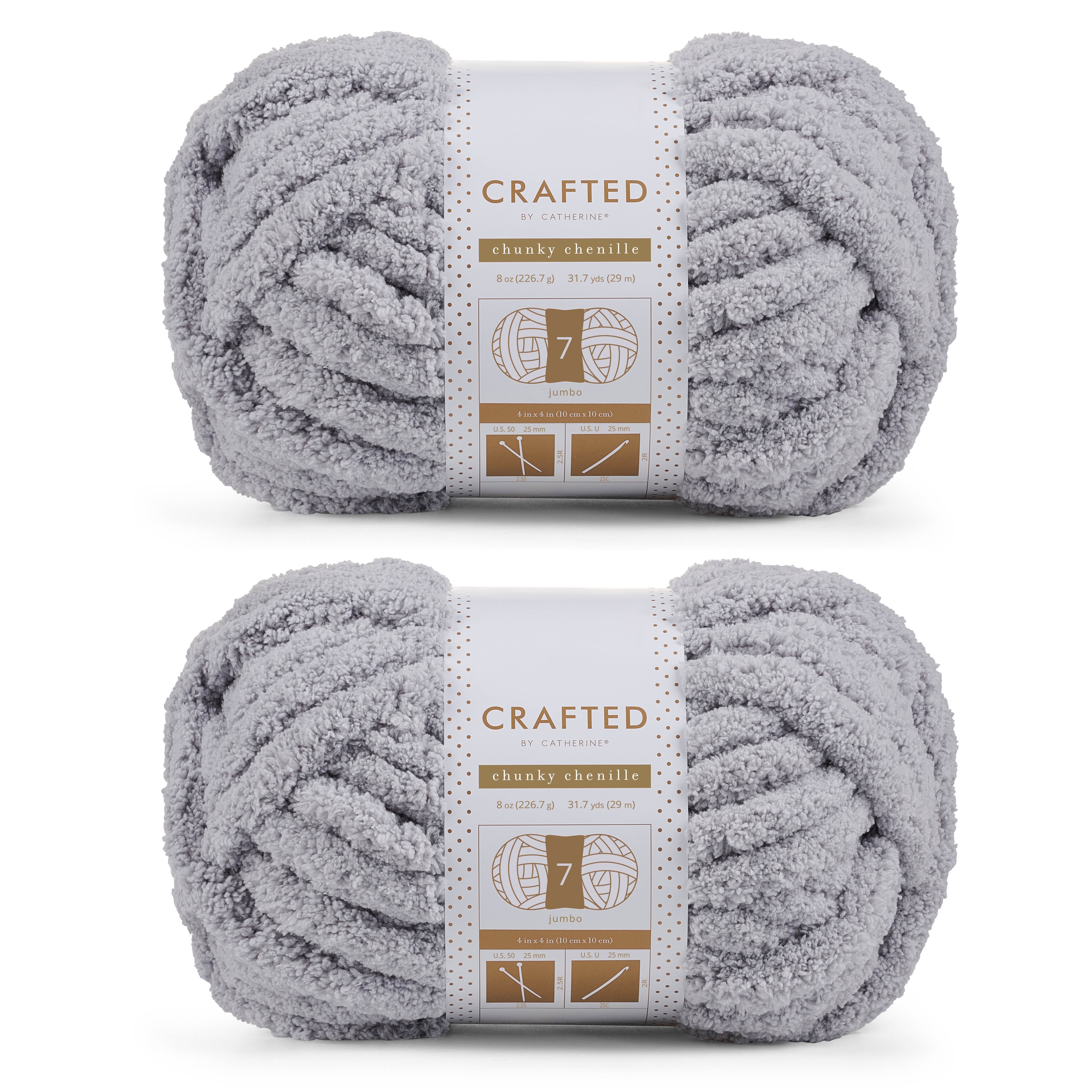 Crafted By Catherine Chunky Chenille Yarn - 2 Pack (8oz / 227g, 31.7 ...