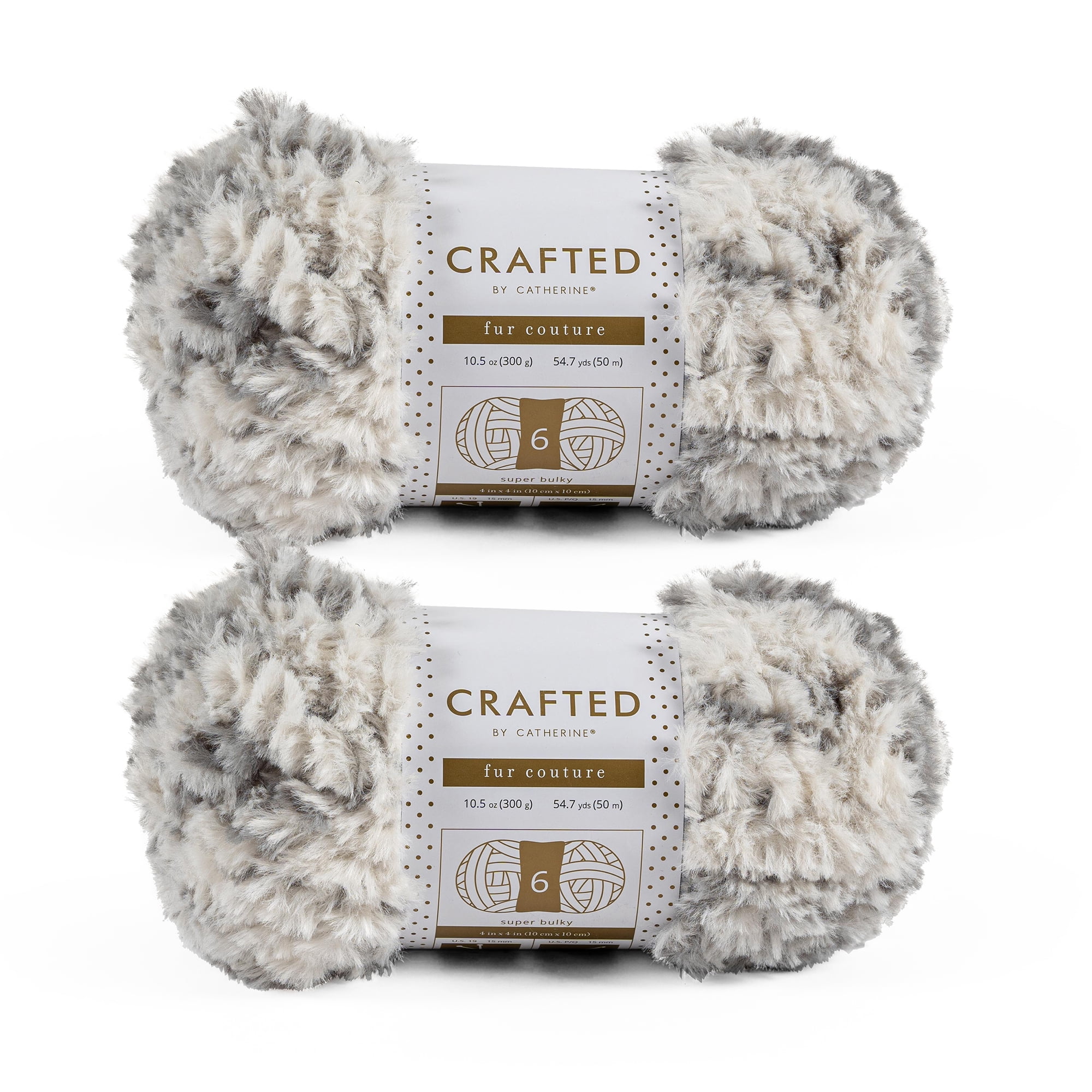 Crafted by Catherine Light Grey Faux Fur Couture Super Bulky Yarn, 54 ...