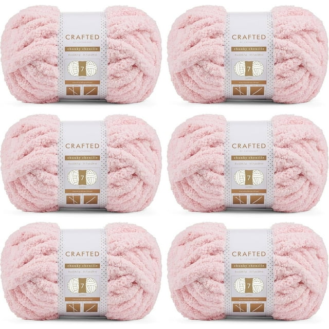 Crafted by Catherine Light Pink Chunky Chenille Jumbo Yarn, 31.7 yards, 8oz/227g (6 Pack ...