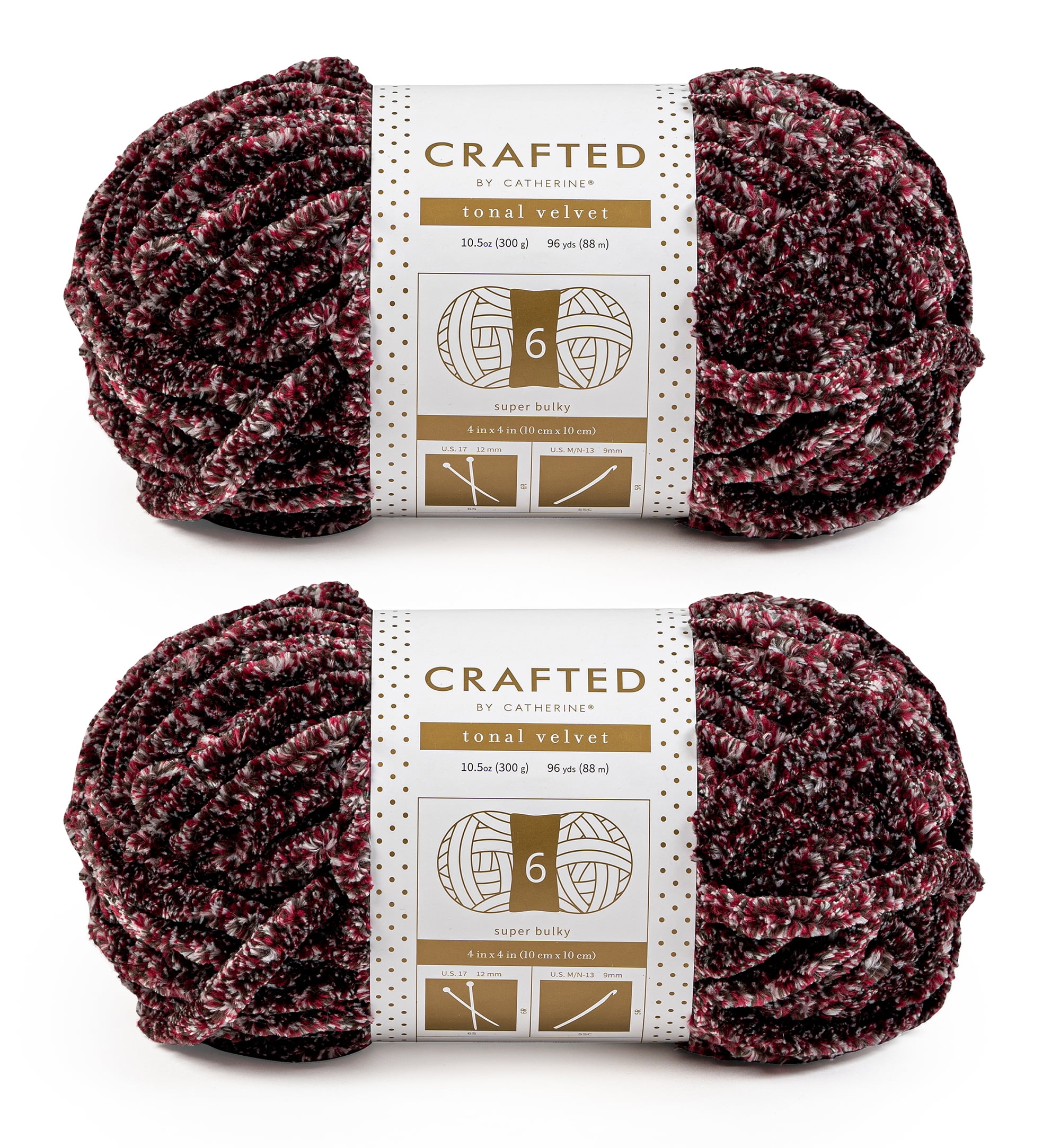 Crafted by Catherine Merlot Tonal Velvet Super Bulky Yarn, 96 yards, 10 ...