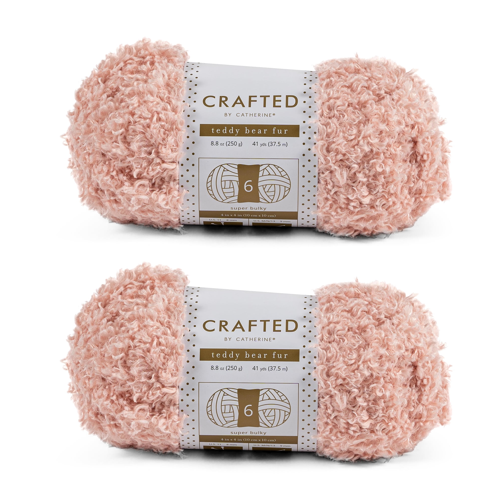 Crafted by Catherine Pink Teddy Bear Faux Fur Super Bulky Yarn, 41 ...