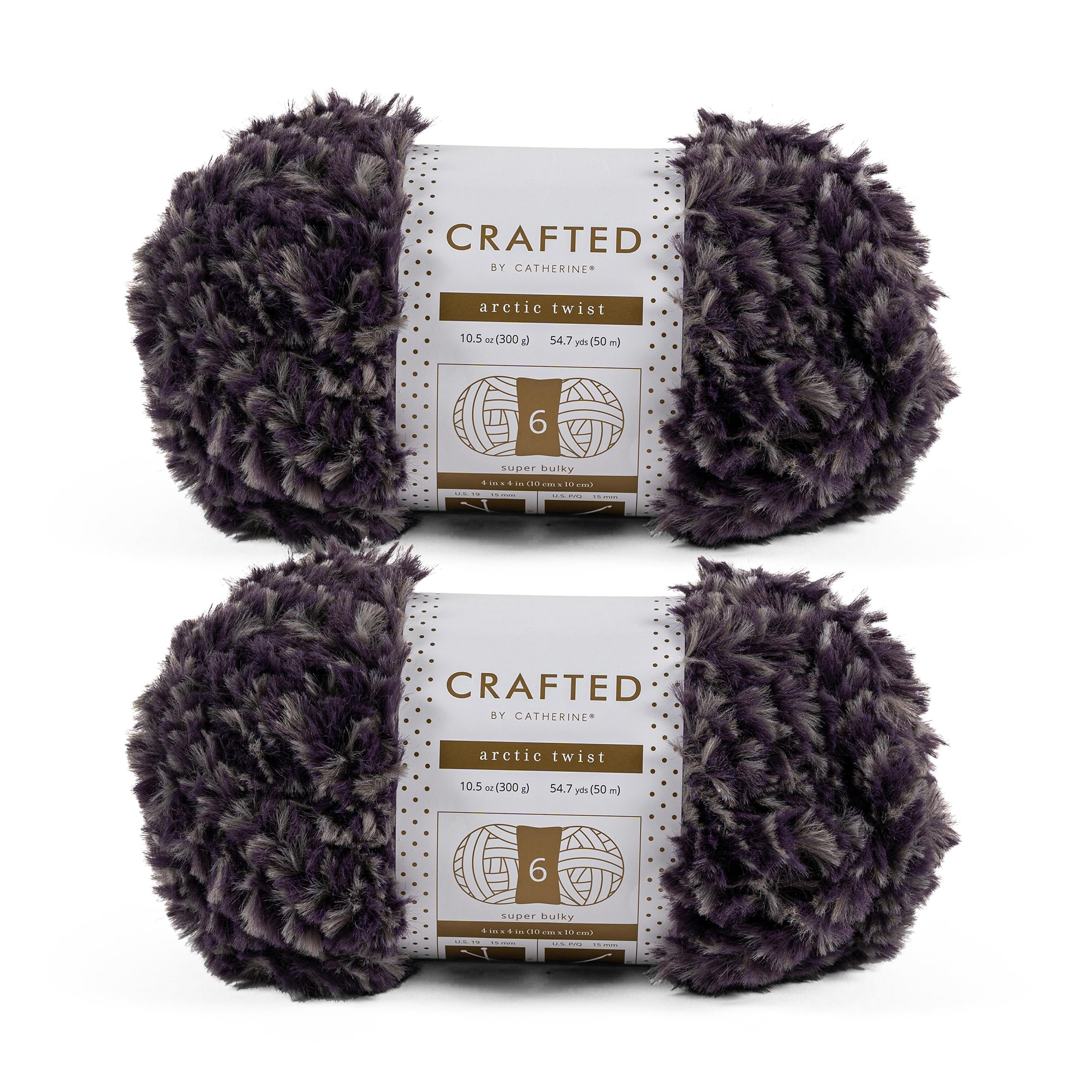 Crafted by Catherine Purple Arctic Twist Faux Fur Super Bulky Yarn, 54 ...