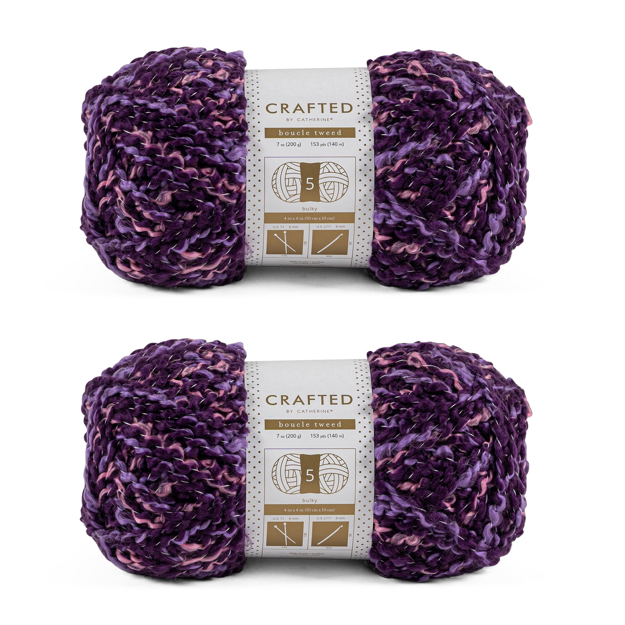 Crafted by Catherine Purple Boucle Tweed Bulky Yarn, 153 yards, 7oz ...
