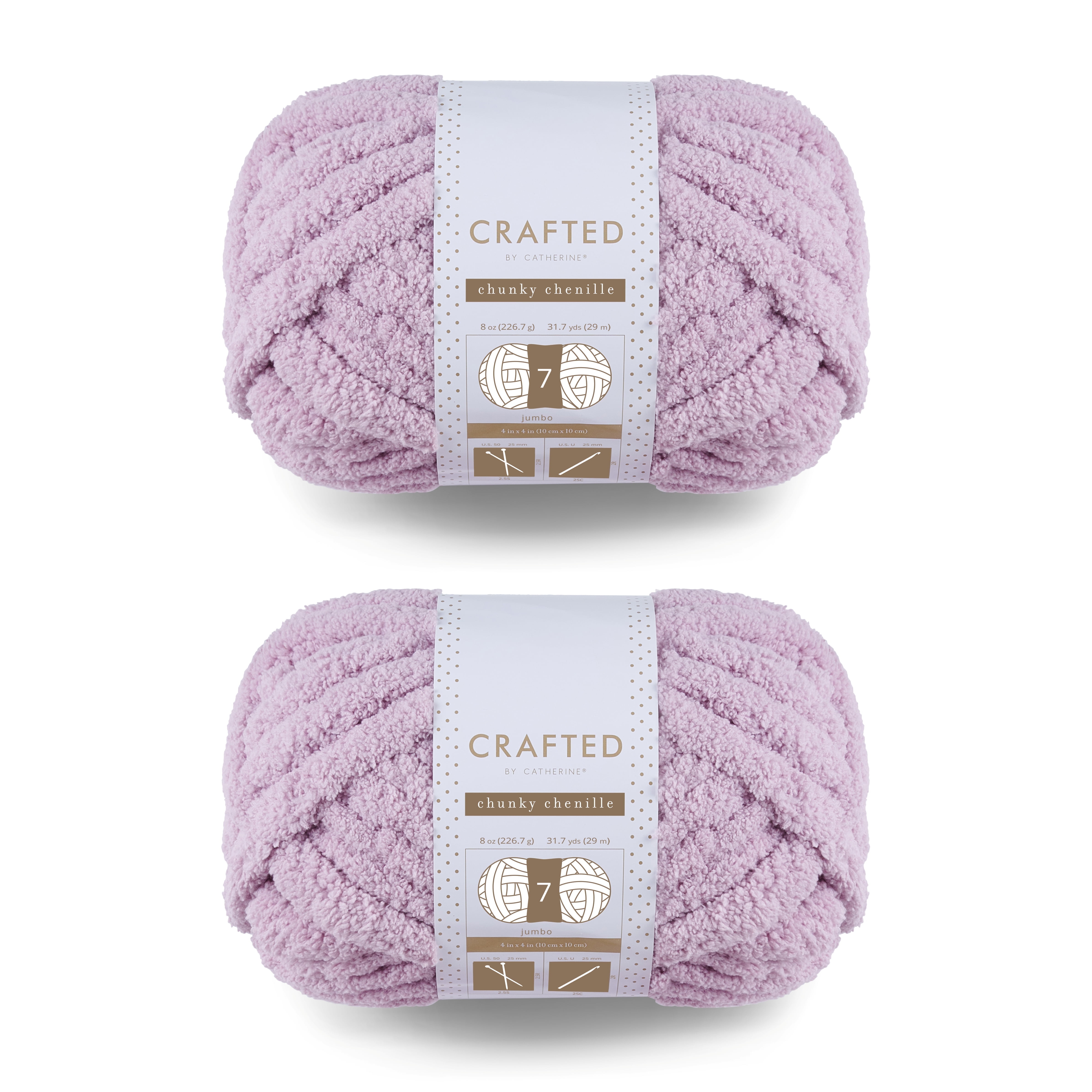 Crafted by Catherine Purple Chunky Chenille Jumbo Yarn, 31.7 yards, 8oz/227g (2 Pack) - Walmart.com