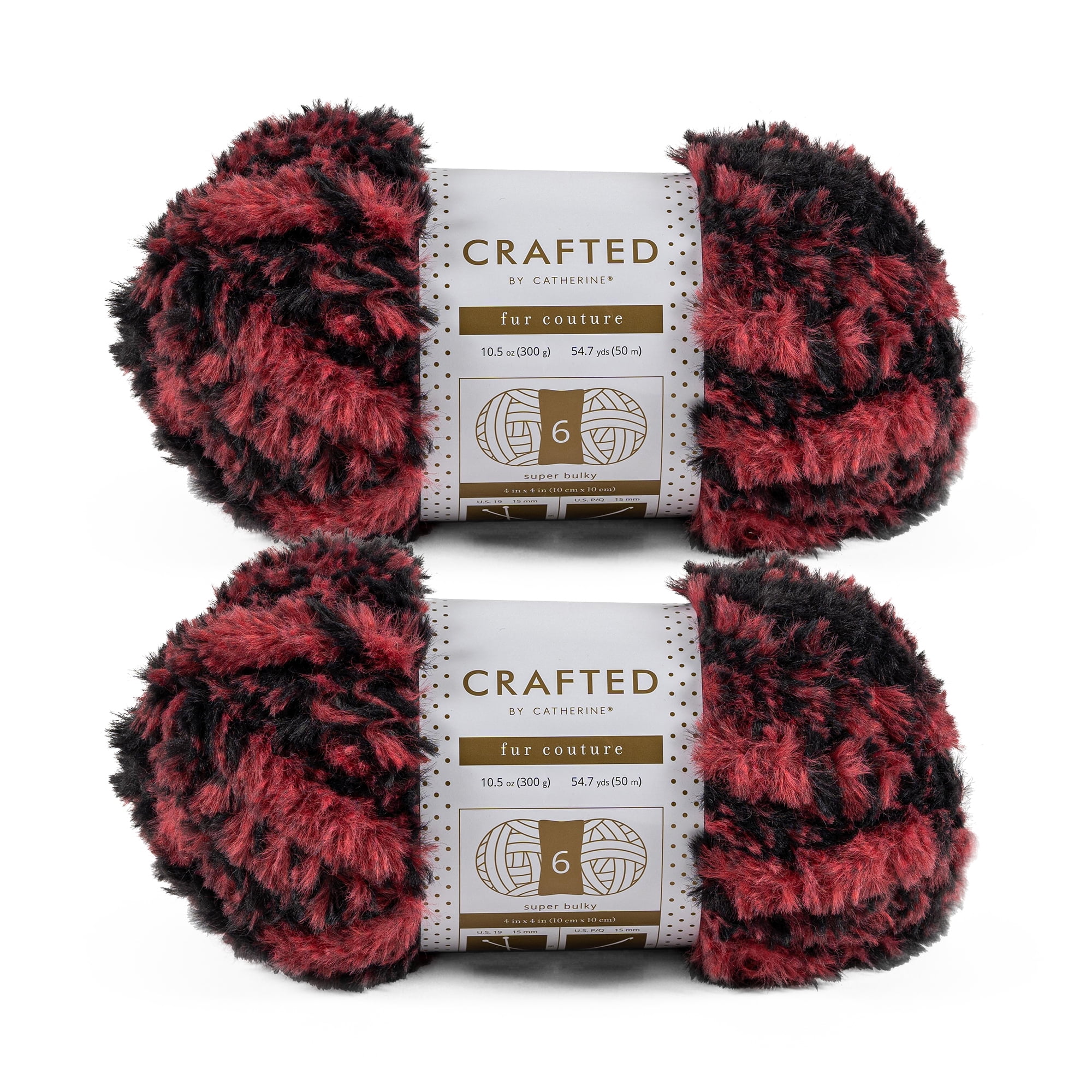 Crafted by Catherine Red Black Faux Fur Couture Super Bulky Yarn, 54 ...