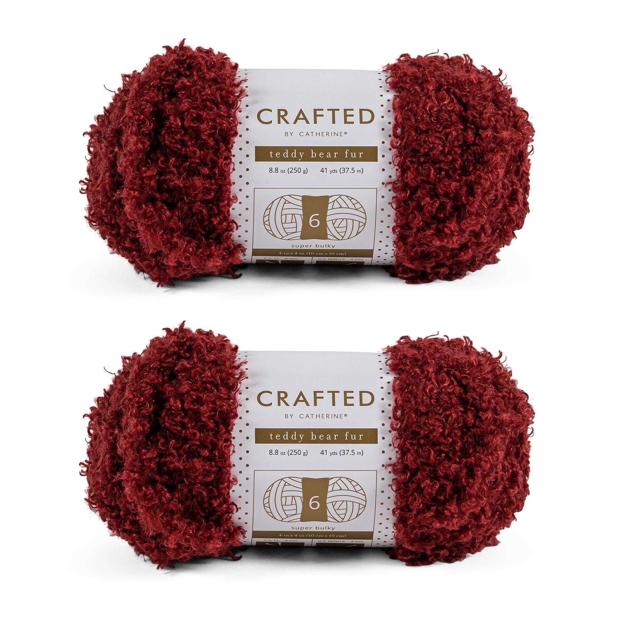 Crafted by Catherine Red Teddy Bear Faux Fur Super Bulky Yarn, 41 yards ...