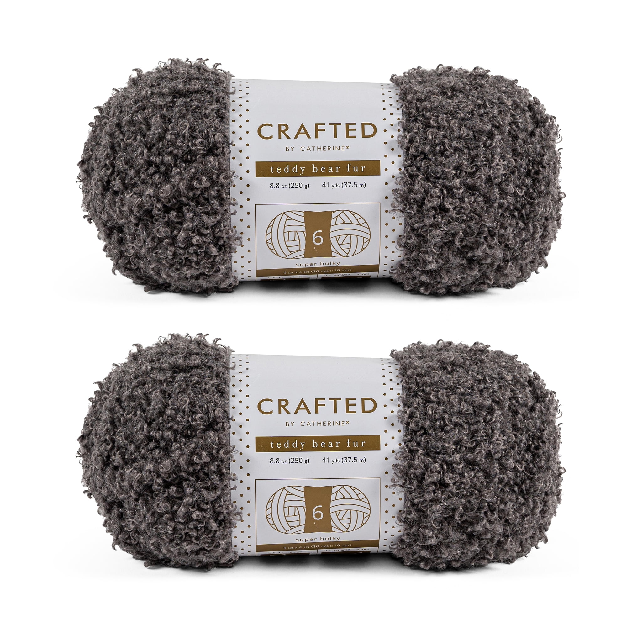 Crafted by Catherine Silver Grey Teddy Bear Faux Fur Super Bulky Yarn ...