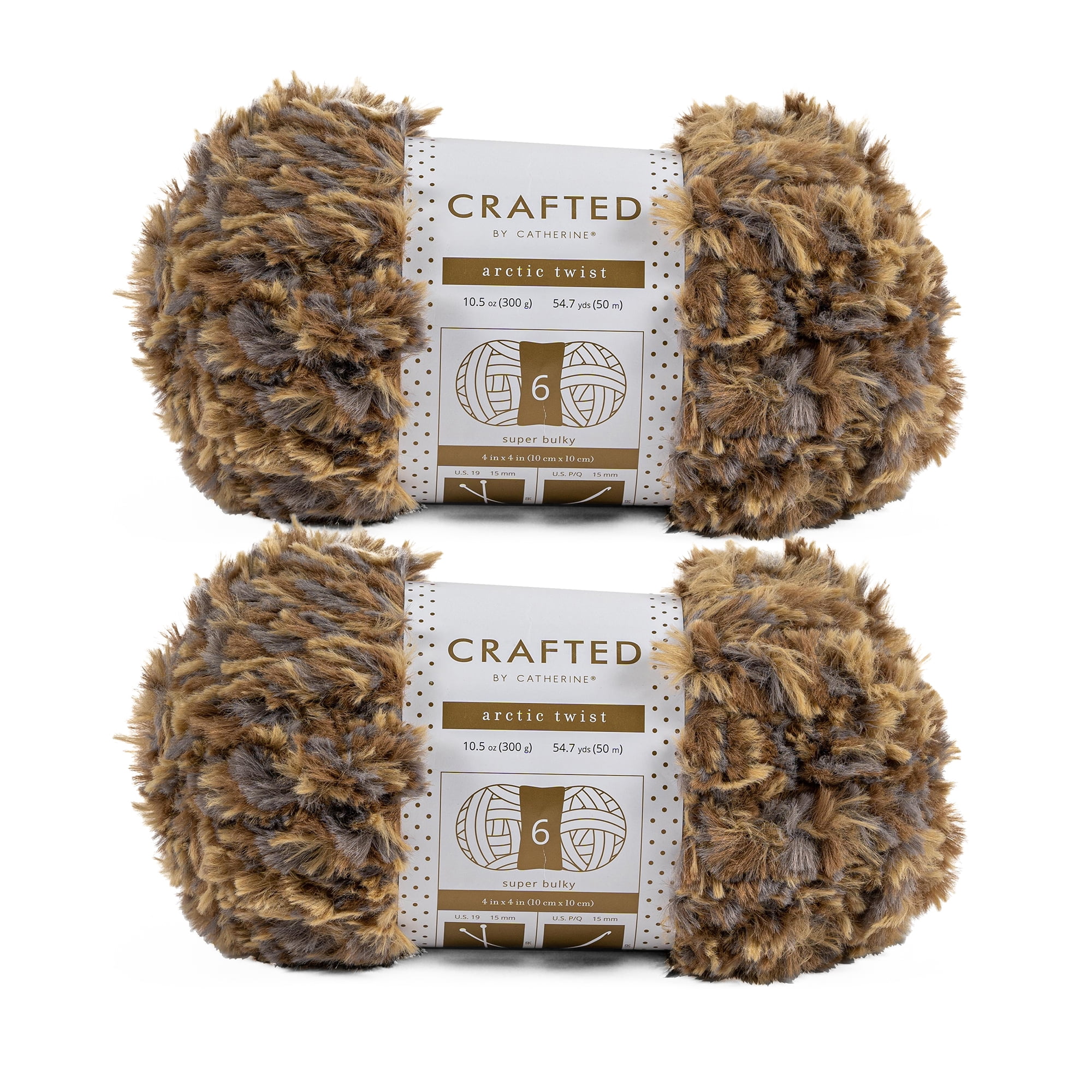 Crafted by Catherine Taupe Arctic Twist Faux Fur Super Bulky Yarn, 54 ...