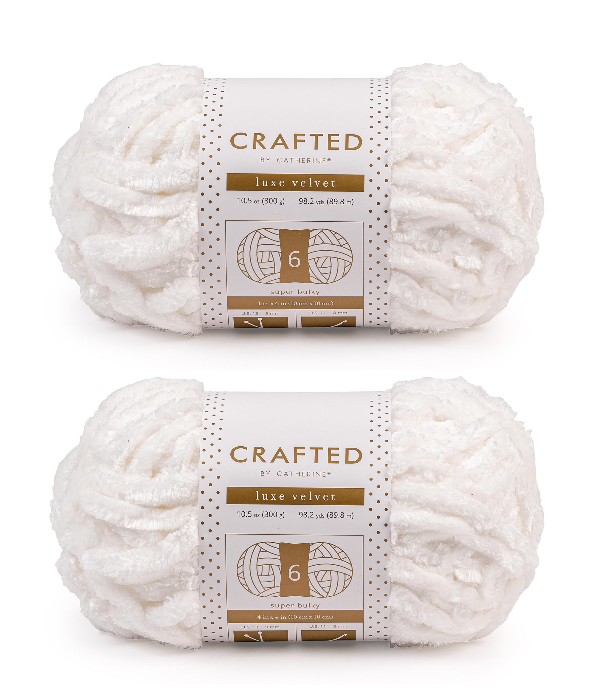 Crafted by Catherine White Luxe Velvet Super Bulky Yarn, 98 yards, 10 ...