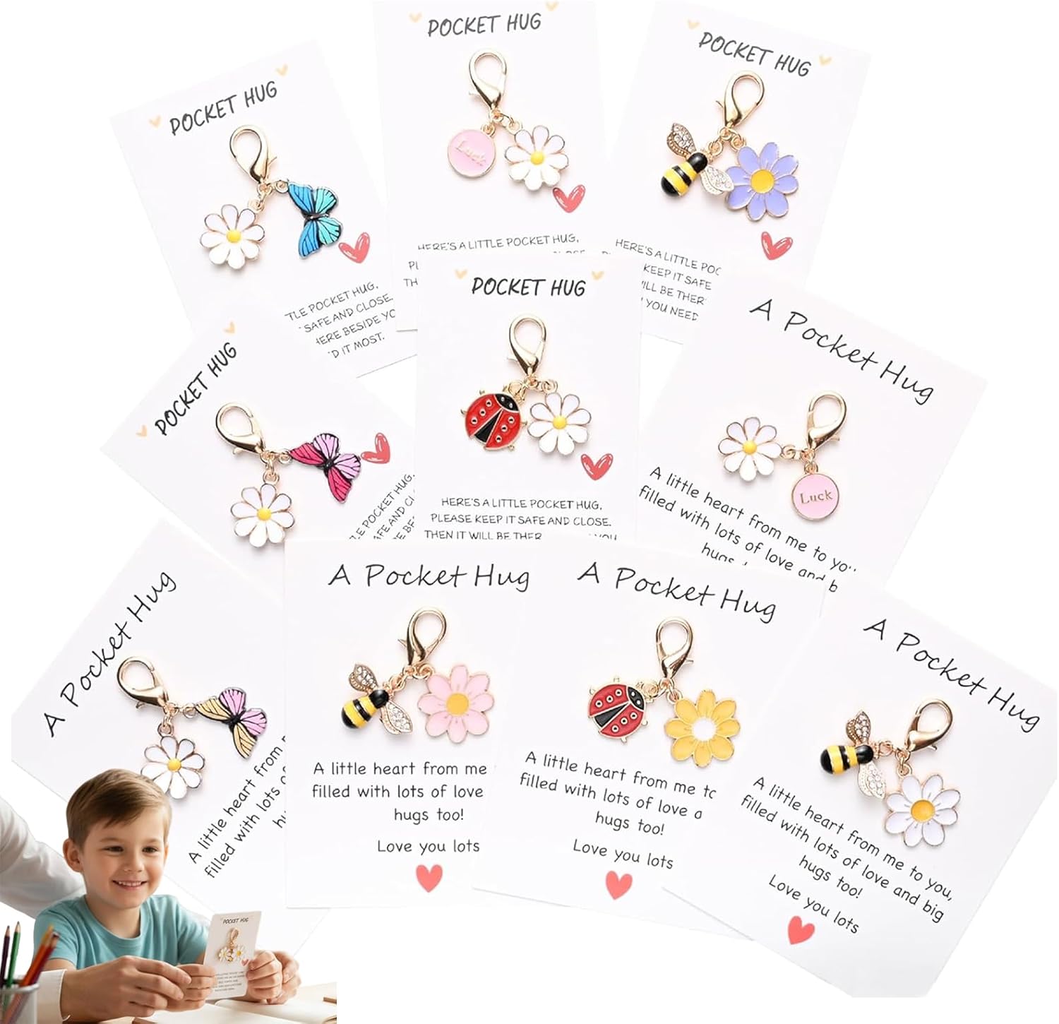 Crafted by Hand-20 Sets Hug Favors, DIY Pocket Hug Card with Cute Mini ...