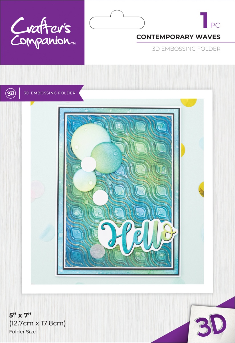 Crafter's Companion 3D Embossing Folder 5"X7"-Contemporary Waves ...