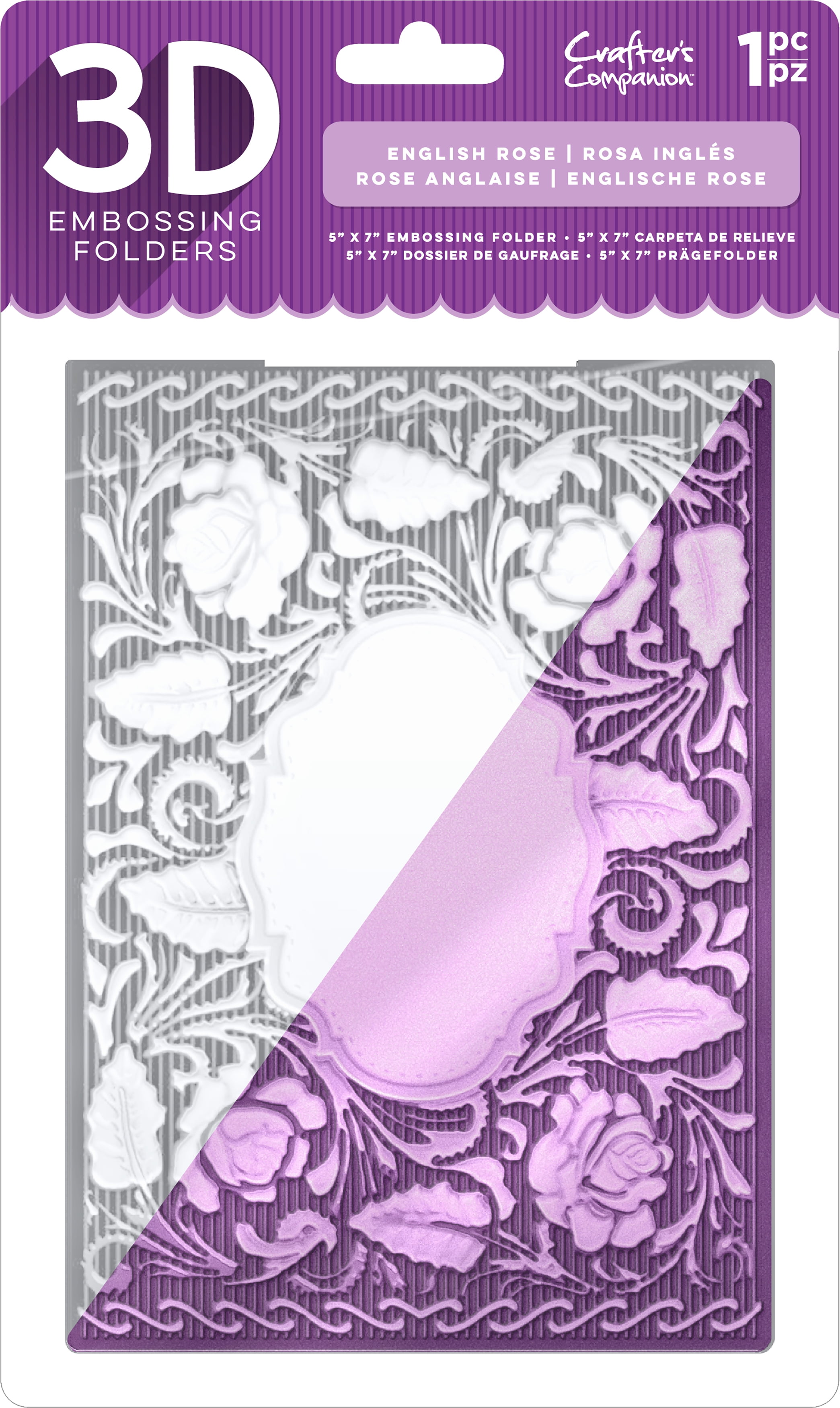 Crafter's Companion 3D Embossing Folder 5"X7" English Rose - Walmart.com