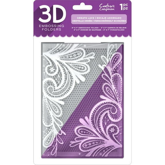 Crafter's Companion 3D Embossing Folder, Ornate Lace, 5x7 Inch, Add ...