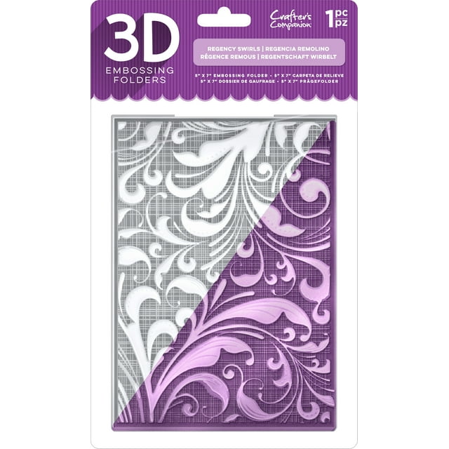 Crafter's Companion 3D Embossing Folder 5"X7"-Regency Swirls - Walmart.com