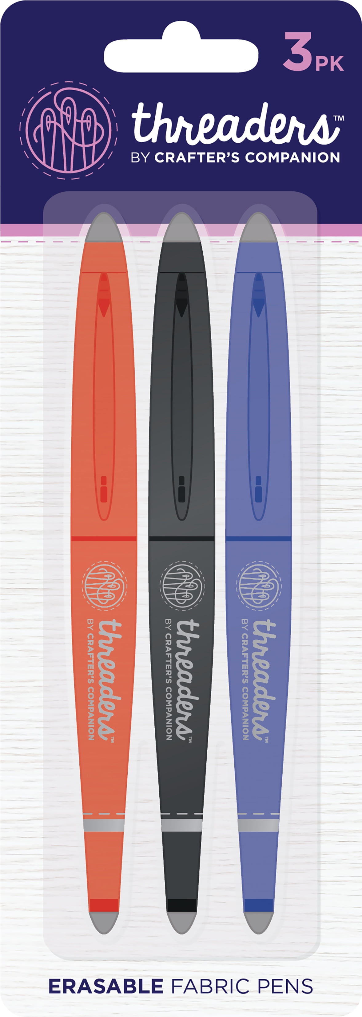 Crafter's Companion Threaders Erasable Fabric Pens 3/Pkg-Blue, Red ...