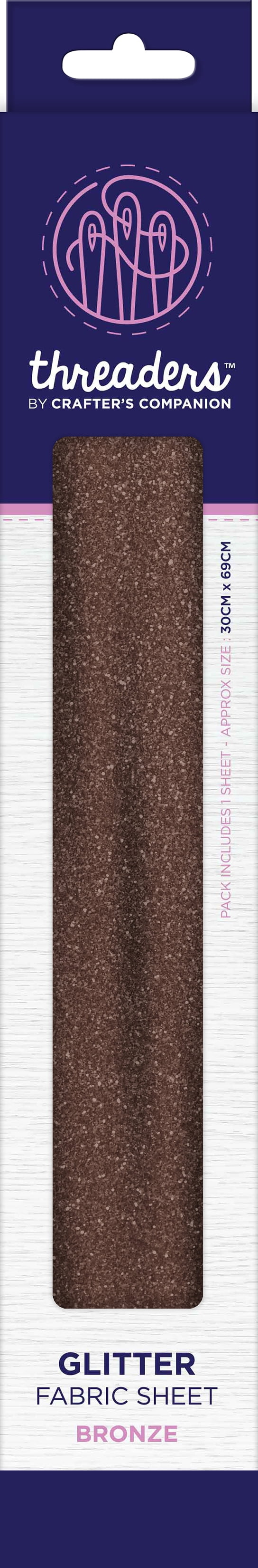 Crafter's Companion Threaders Glitter Fabric Sheet-Bronze 11.75"X27 ...