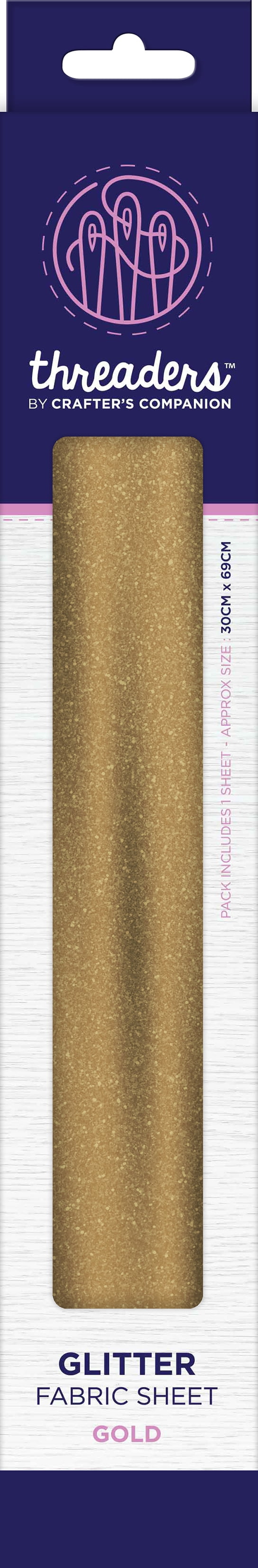 Crafter's Companion Threaders Glitter Fabric Sheet-Gold 11.75"X27 ...