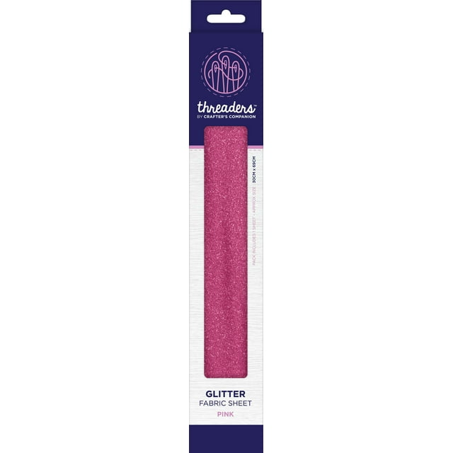 Crafter's Companion Threaders Glitter Fabric Sheet-Pink 11.75"X27 ...