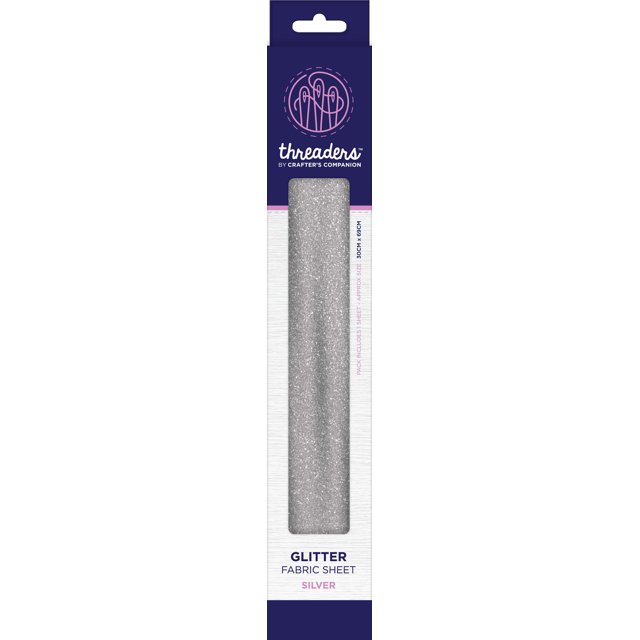Crafter's Companion Threaders Glitter Fabric Sheet-Silver 11.75"X27 ...