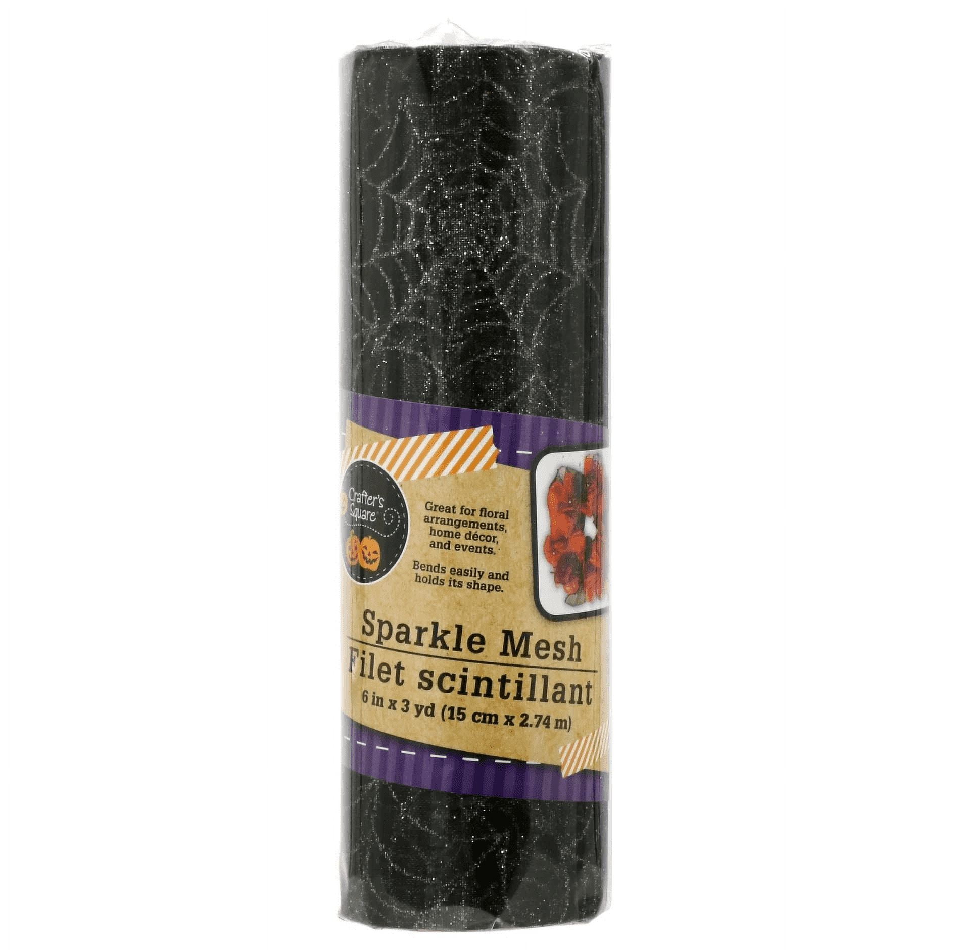 Crafter's Square Spider Web Sparkle Mesh, 6" by 3 yd. Rolls; Black with ...
