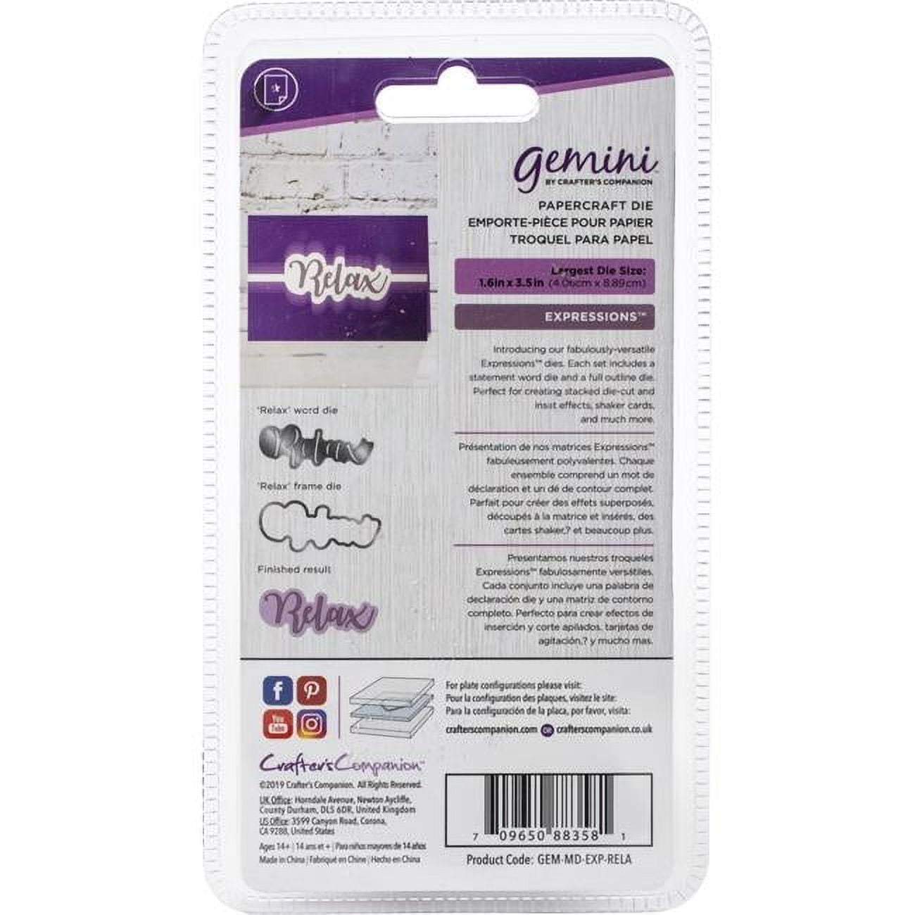 Crafters Companion GEMMDREL Gemini Papercraft Die - Relax, 1.6 x 3.5 in ...