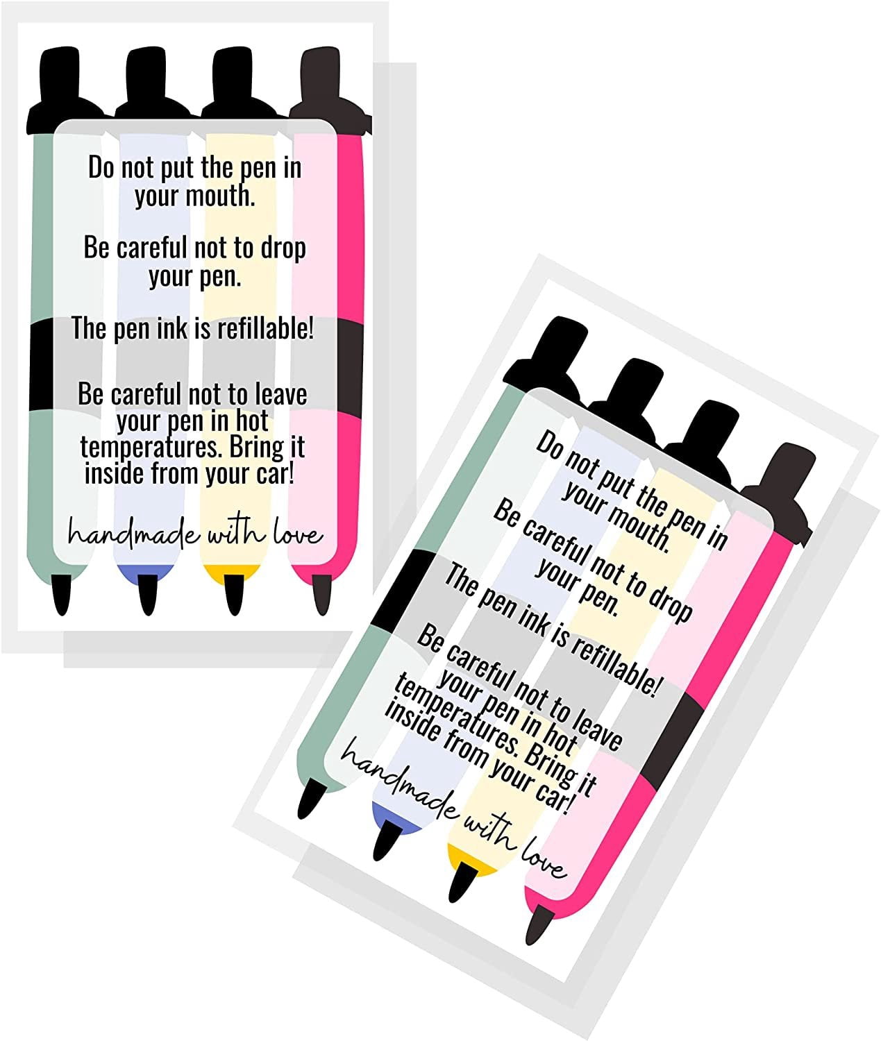 Crafters Cup Epoxy Pen Care Card 50 Pack Business Sized For Handmade ...