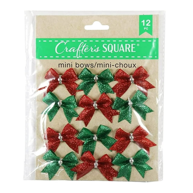Crafters Square Mini Bows - Red and Green Pack 24 - Walmart.com