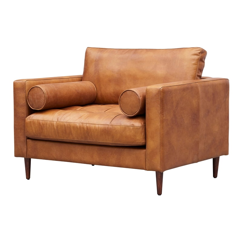 Crafters and Weavers Alamo Contemporary Italian Leather Arm Chair in ...