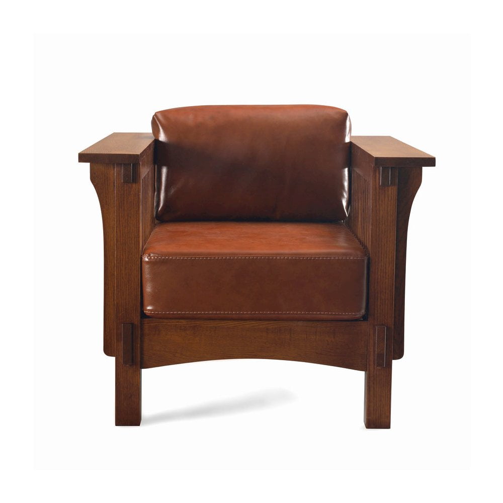 Crafters and Weavers Arts and Crafts Leather Arm Chair in Chestnut ...
