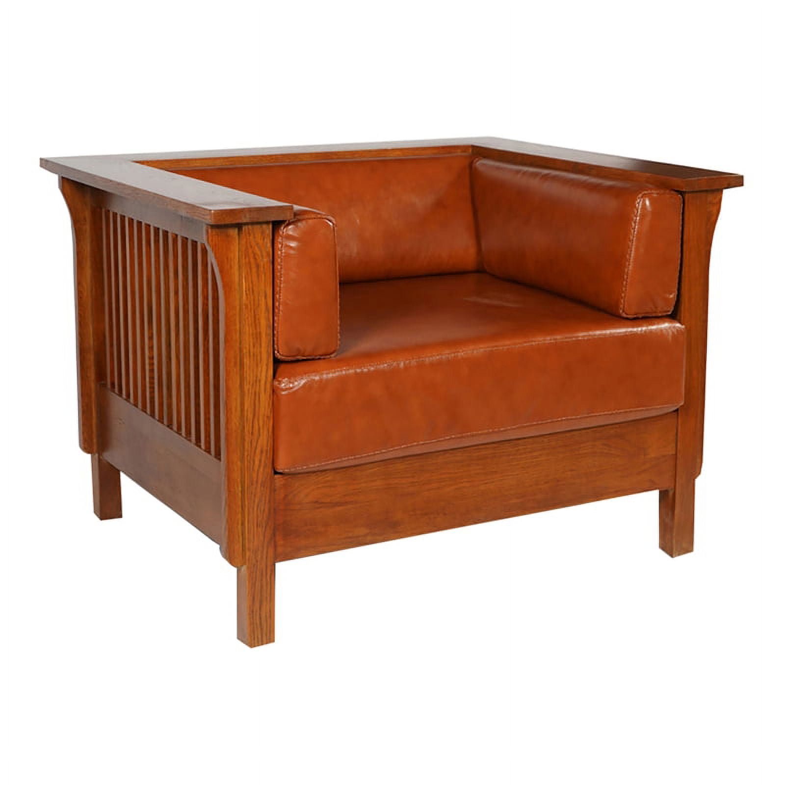 Crafters and Weavers Arts and Crafts Leather Slat Side Arm Chair in ...