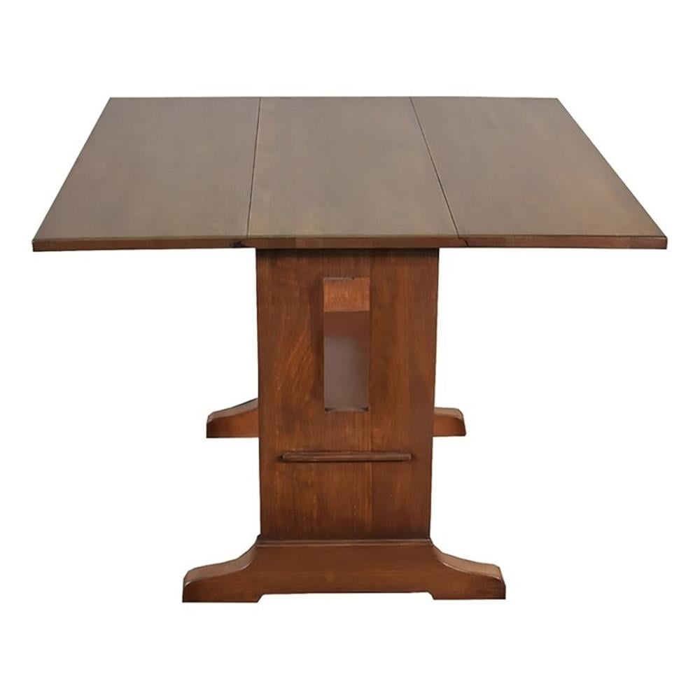 Crafters and Weavers Arts and Crafts Solid Wood Drop Leaf Dining Table in Walnut - Walmart.com