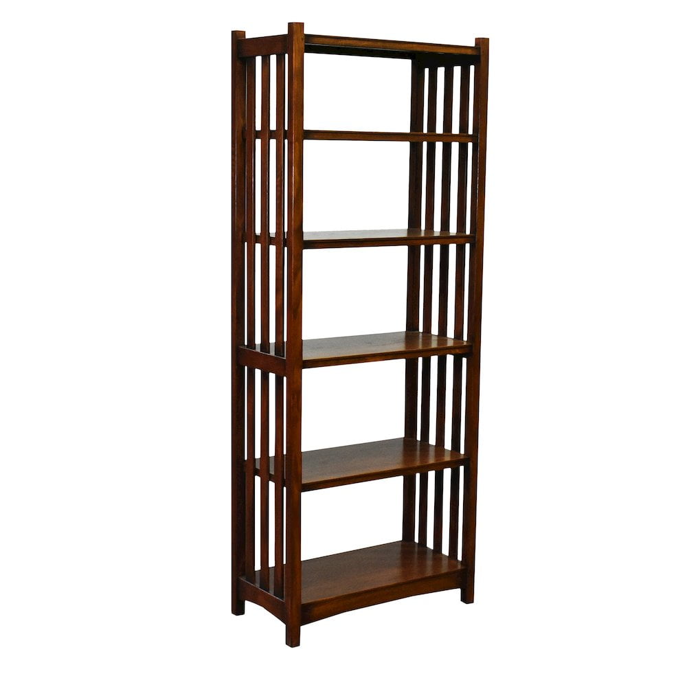 Crafters and Weavers Arts and Crafts Wood Bookcase in Walnut Finish ...