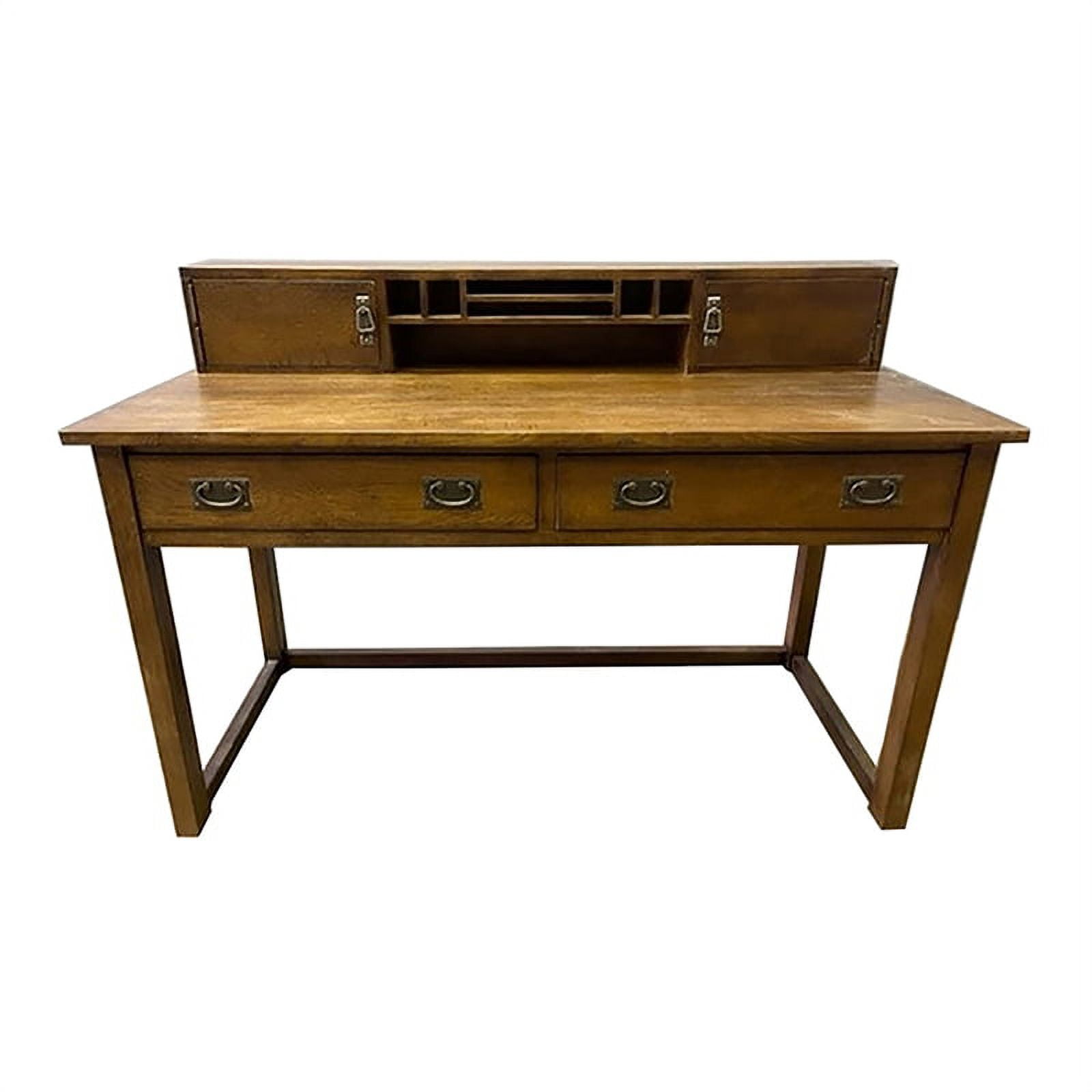 Crafters and Weavers Arts and Crafts Wood Library Table with Hutch in ...
