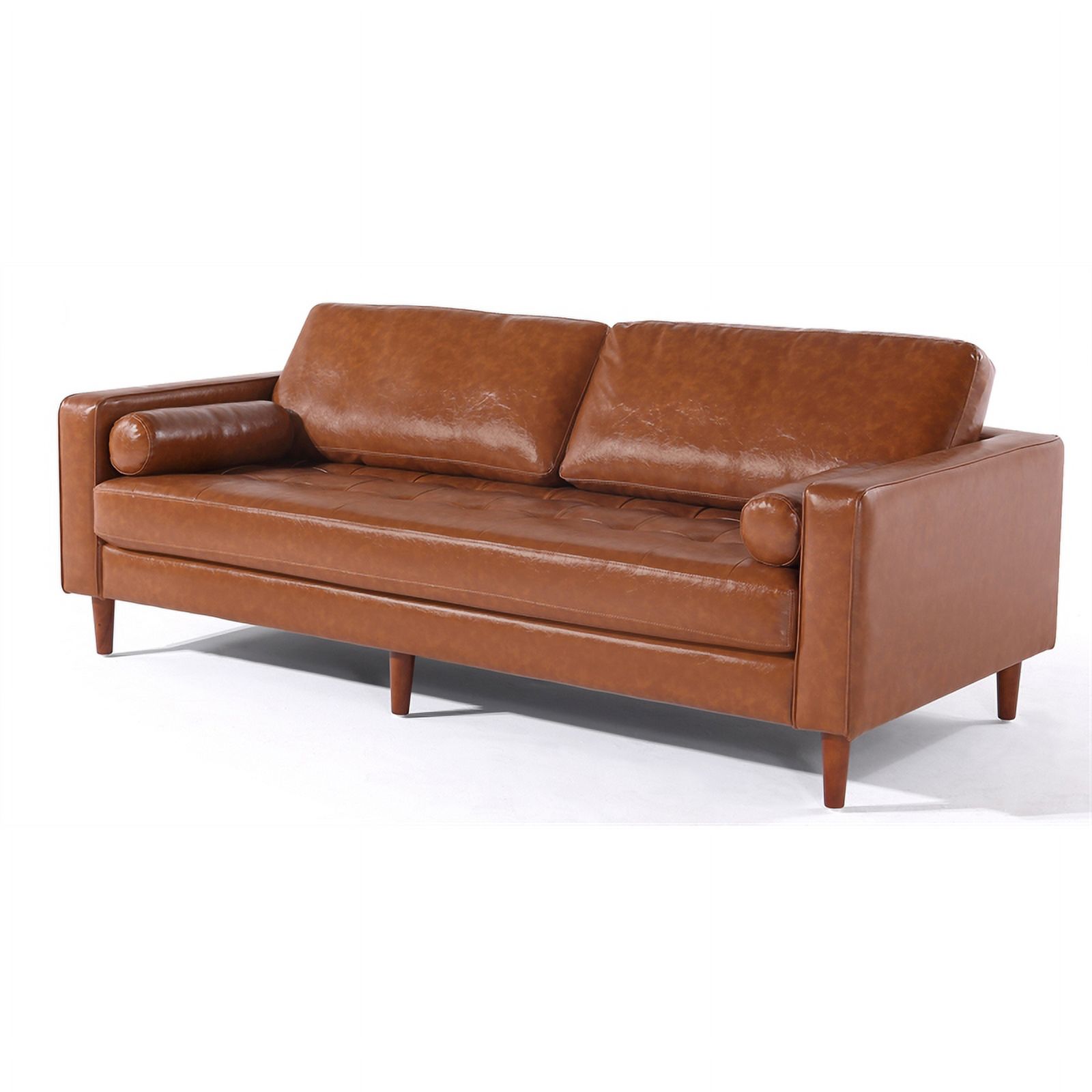 Crafters and Weavers Cosmic Contemporary PU Faux Leather Sofa in Brown ...