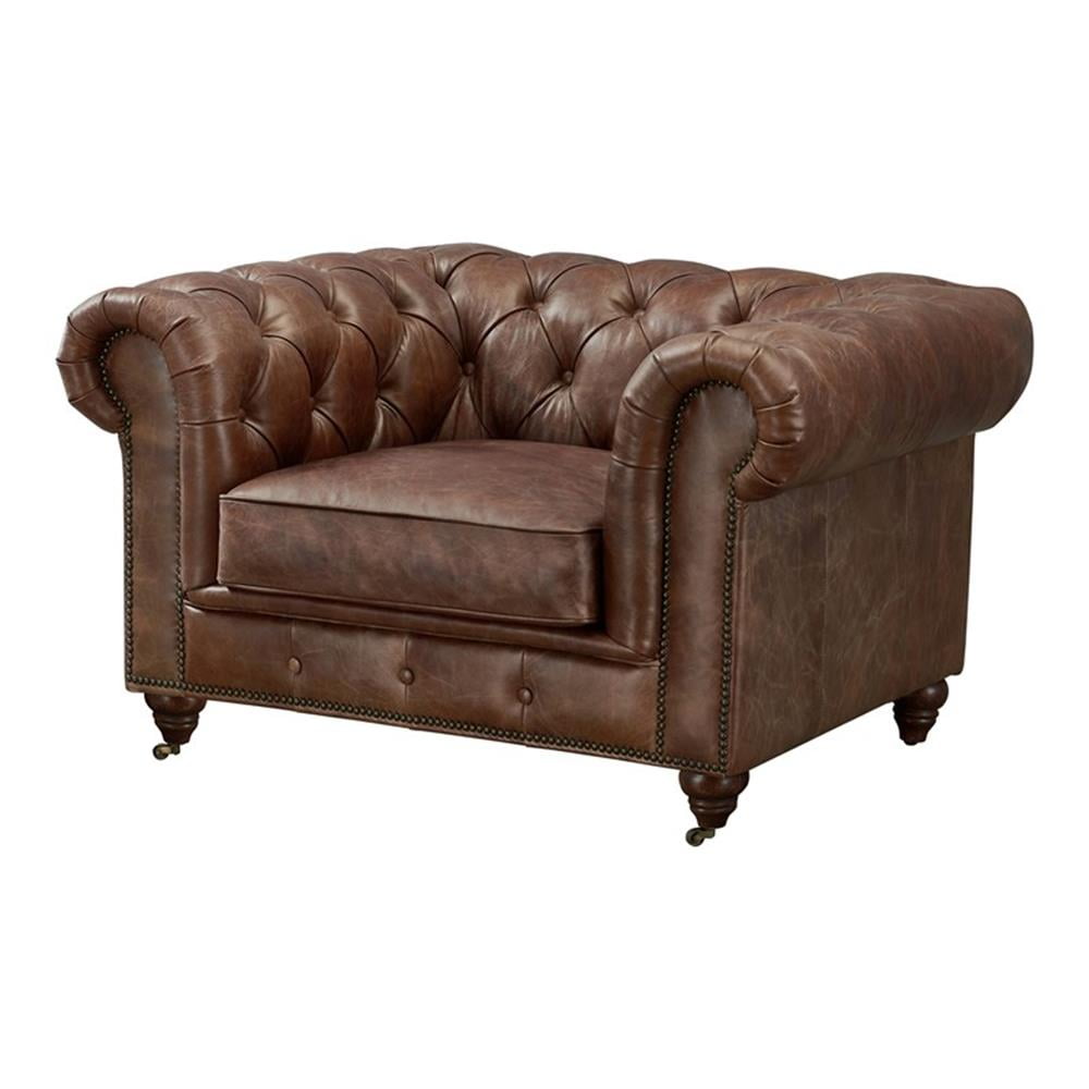 Crafters and Weavers Craftsman Mission Leather Arm Chair in Brown ...